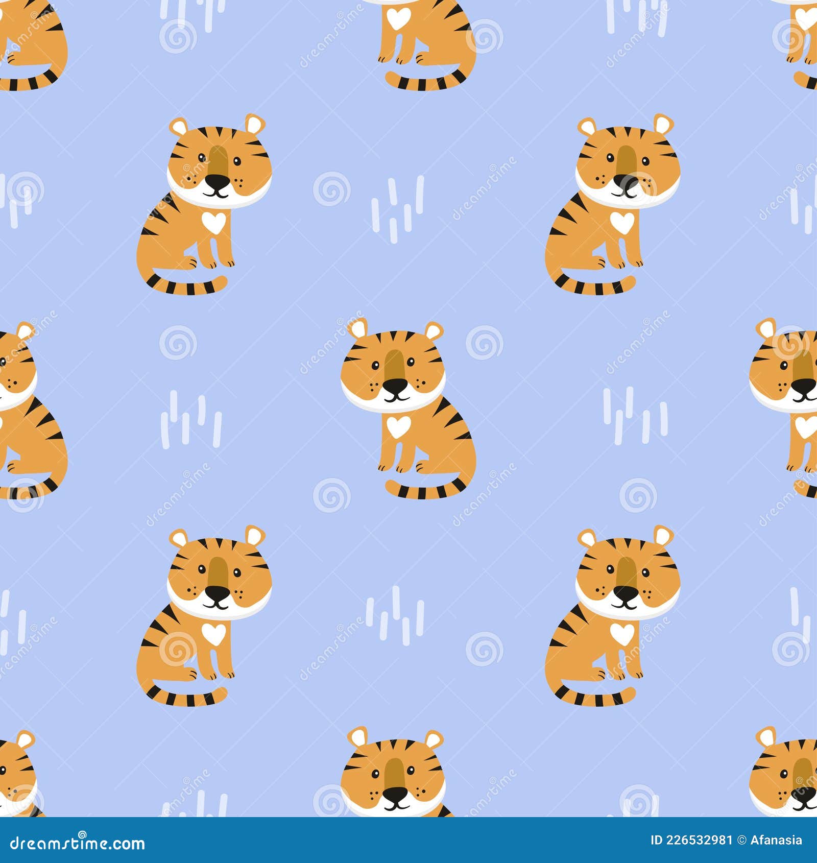 Seamless Baby Pattern with Cartoon Tiger. Stock Vector - Illustration ...