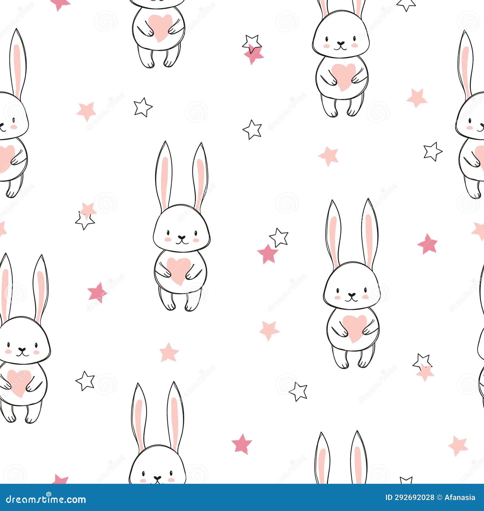 Seamless Baby Pattern with Cute Bunny. Vector Easter Illustration with ...