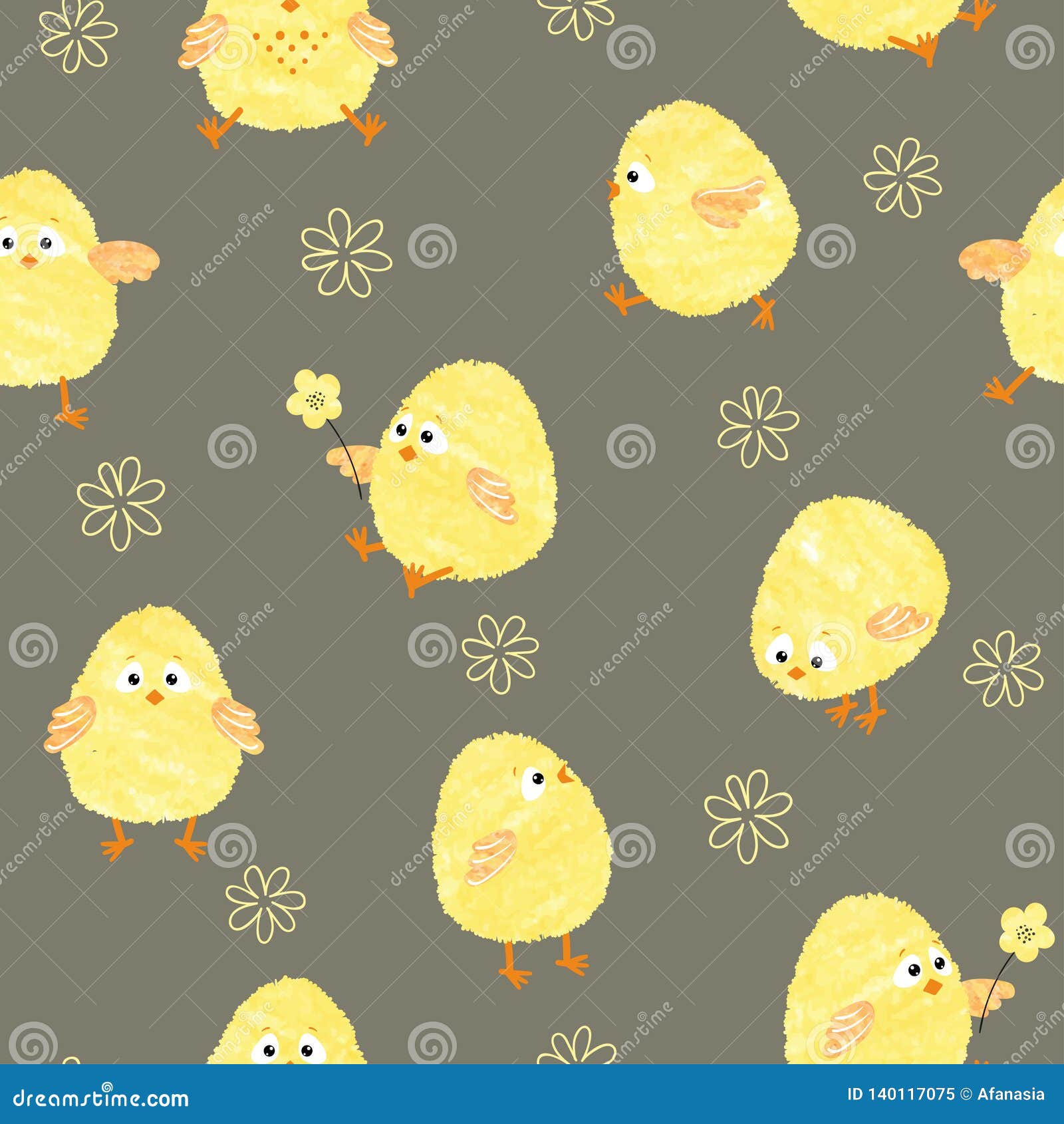 Seamless Baby Pattern with Cute Little Chickens. Funny Yellow Chicks in ...