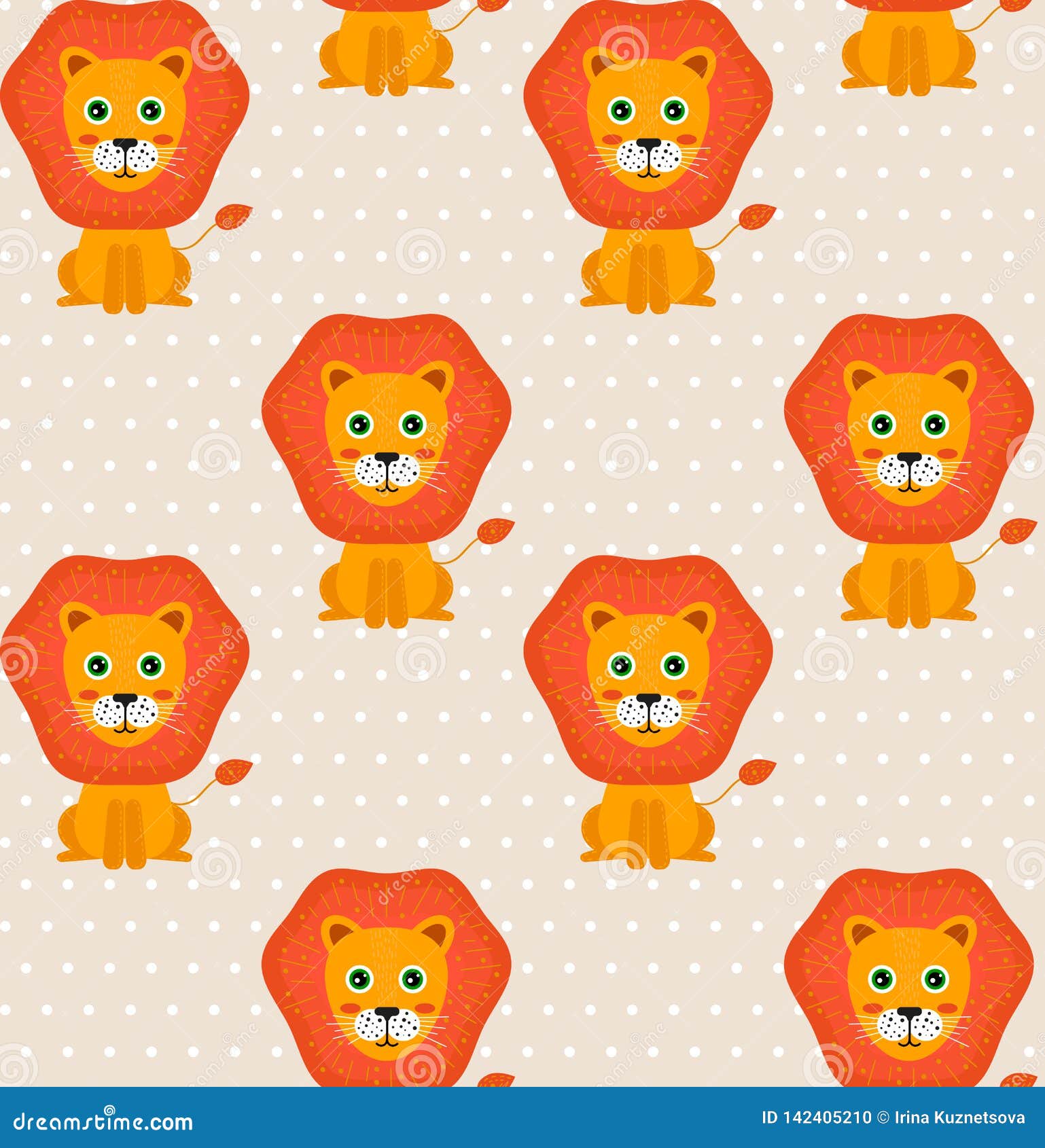 Seamless Baby Pattern with Lions and Dots. Background for Kids Stock ...