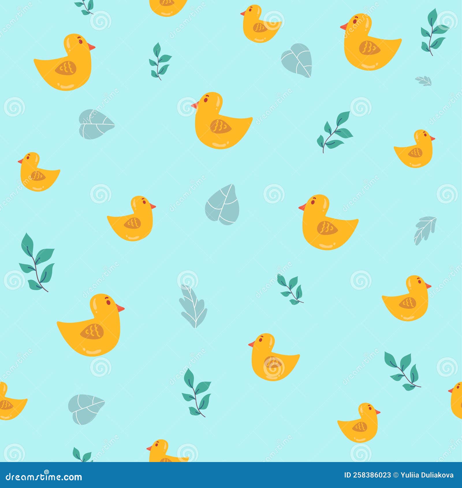 Seamless Baby Pattern in Pastel Colors with Toys Objects. Ducks Vector ...