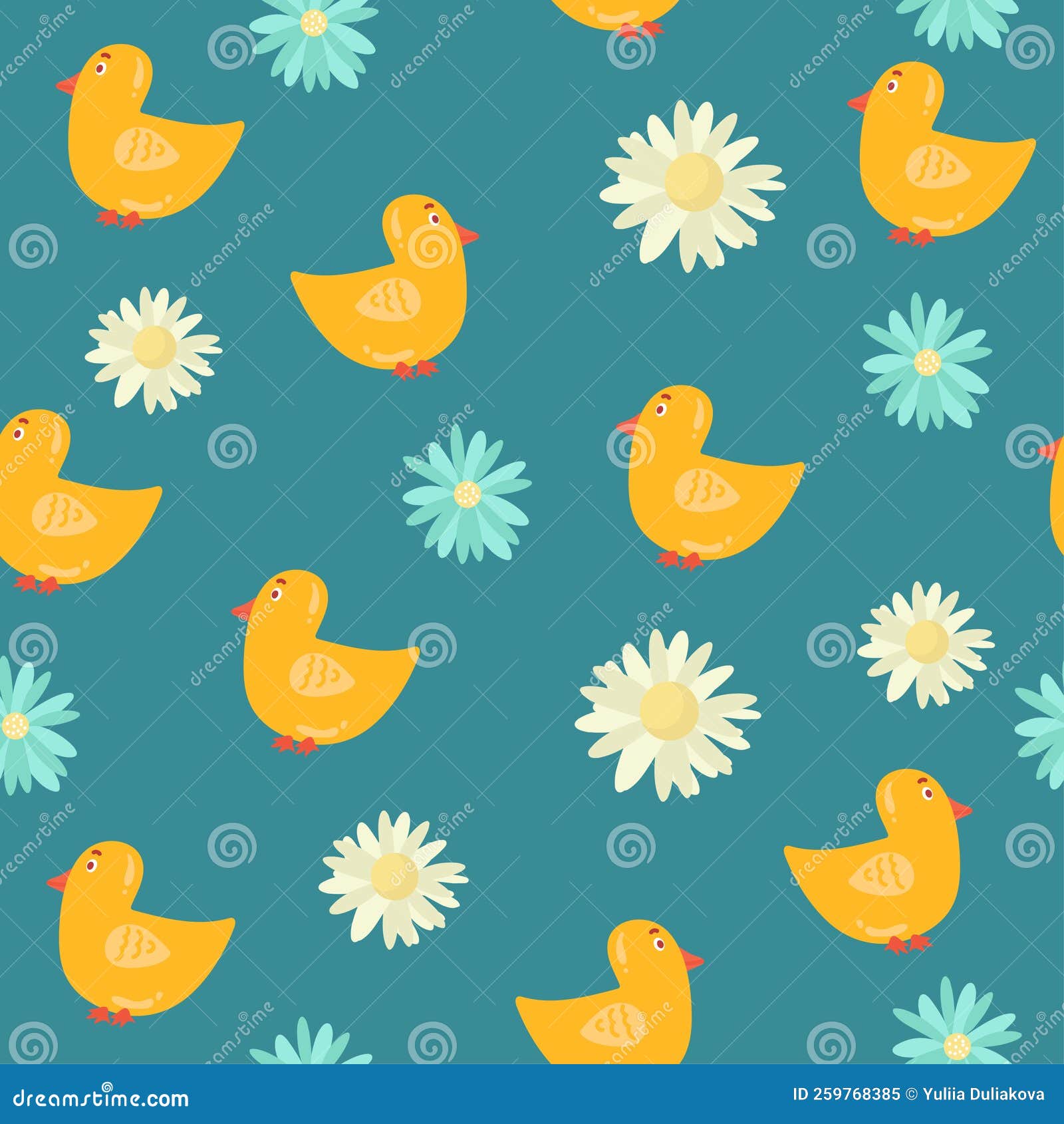 Seamless Baby Pattern in Pastel Colors with Toys Objects. Ducks Vector ...