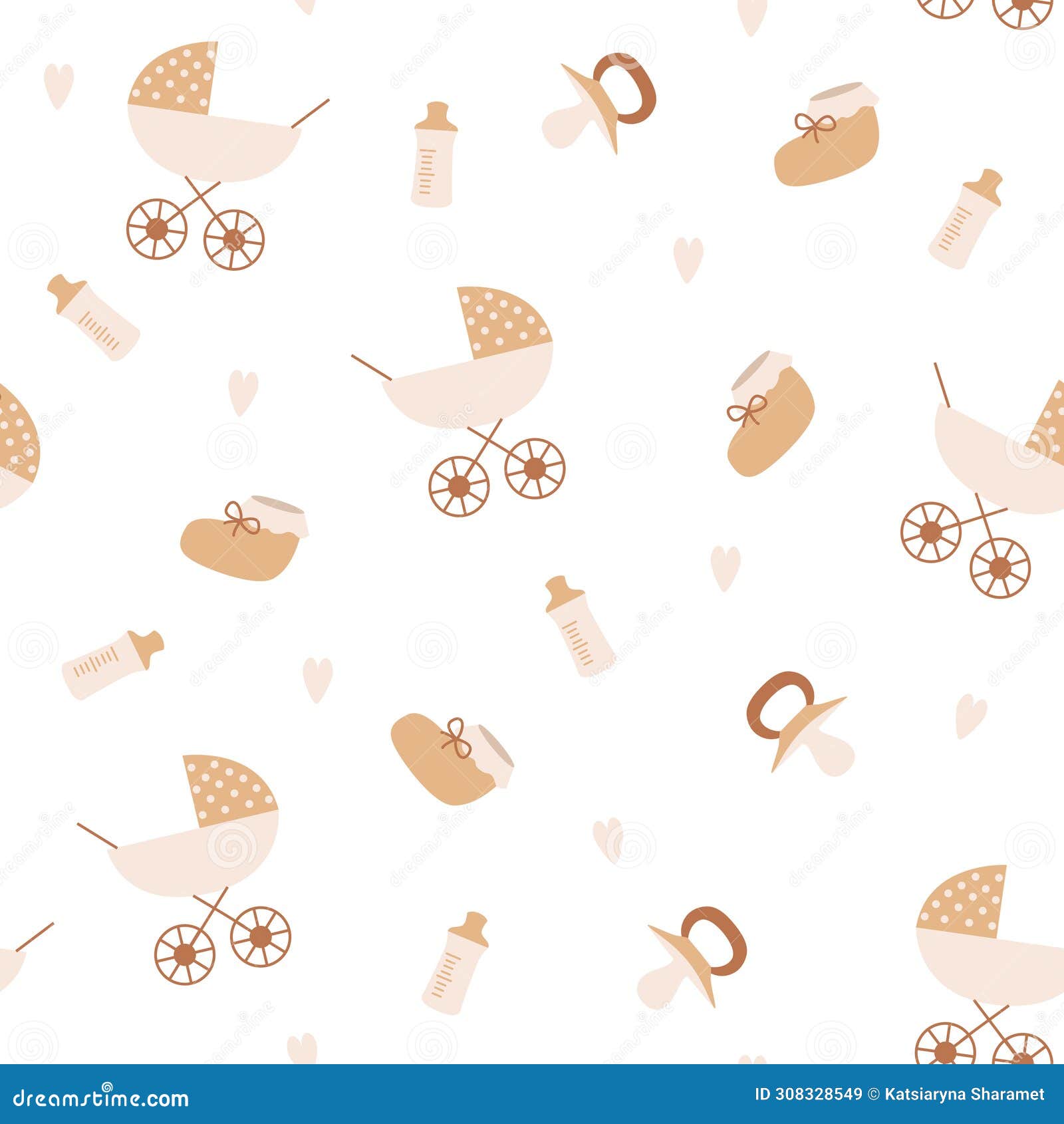 Seamless Baby Pattern. Vector Hand Draw Illustrations Stock Vector ...