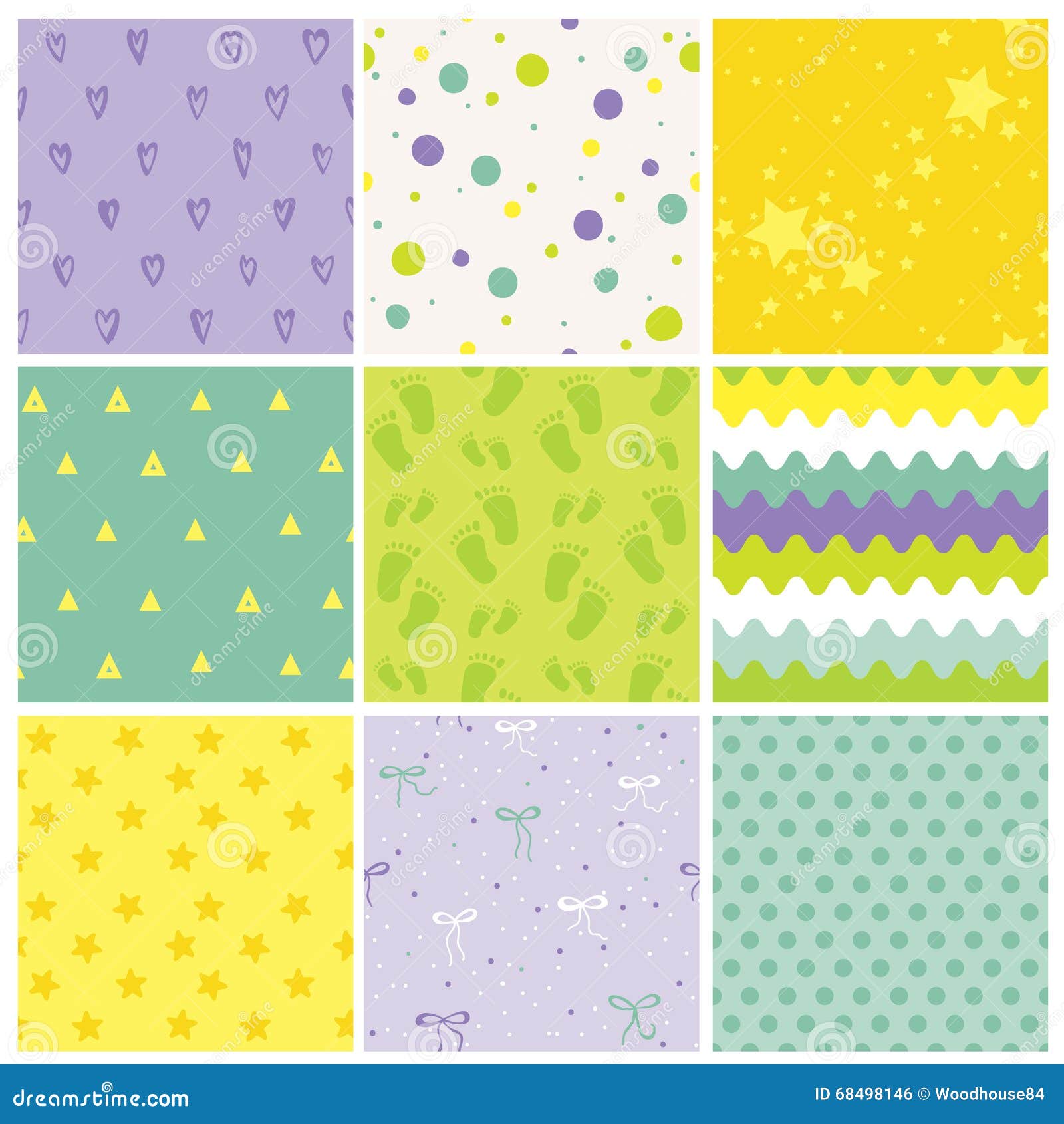 9 Seamless Baby Patterns. Baby Texture Stock Vector - Illustration of ...