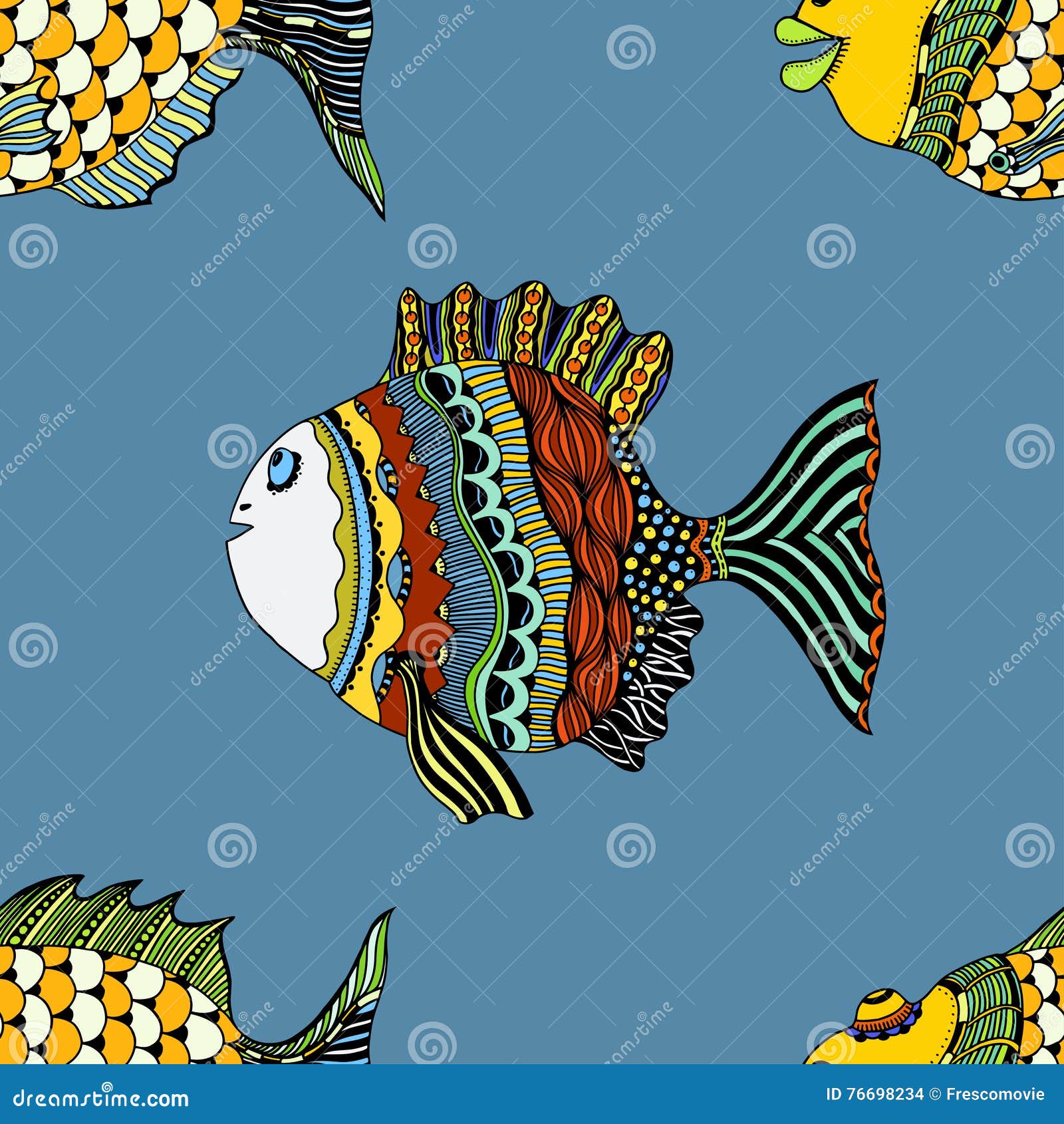Seamless Background of Abstract Fish Stock Vector - Illustration of ...