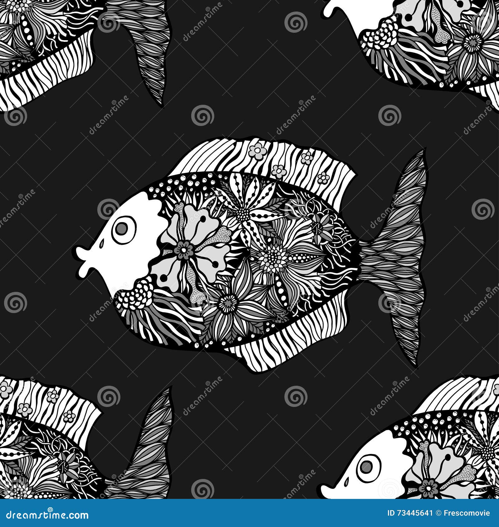 Seamless Background of Abstract Fish Stock Vector - Illustration of ...