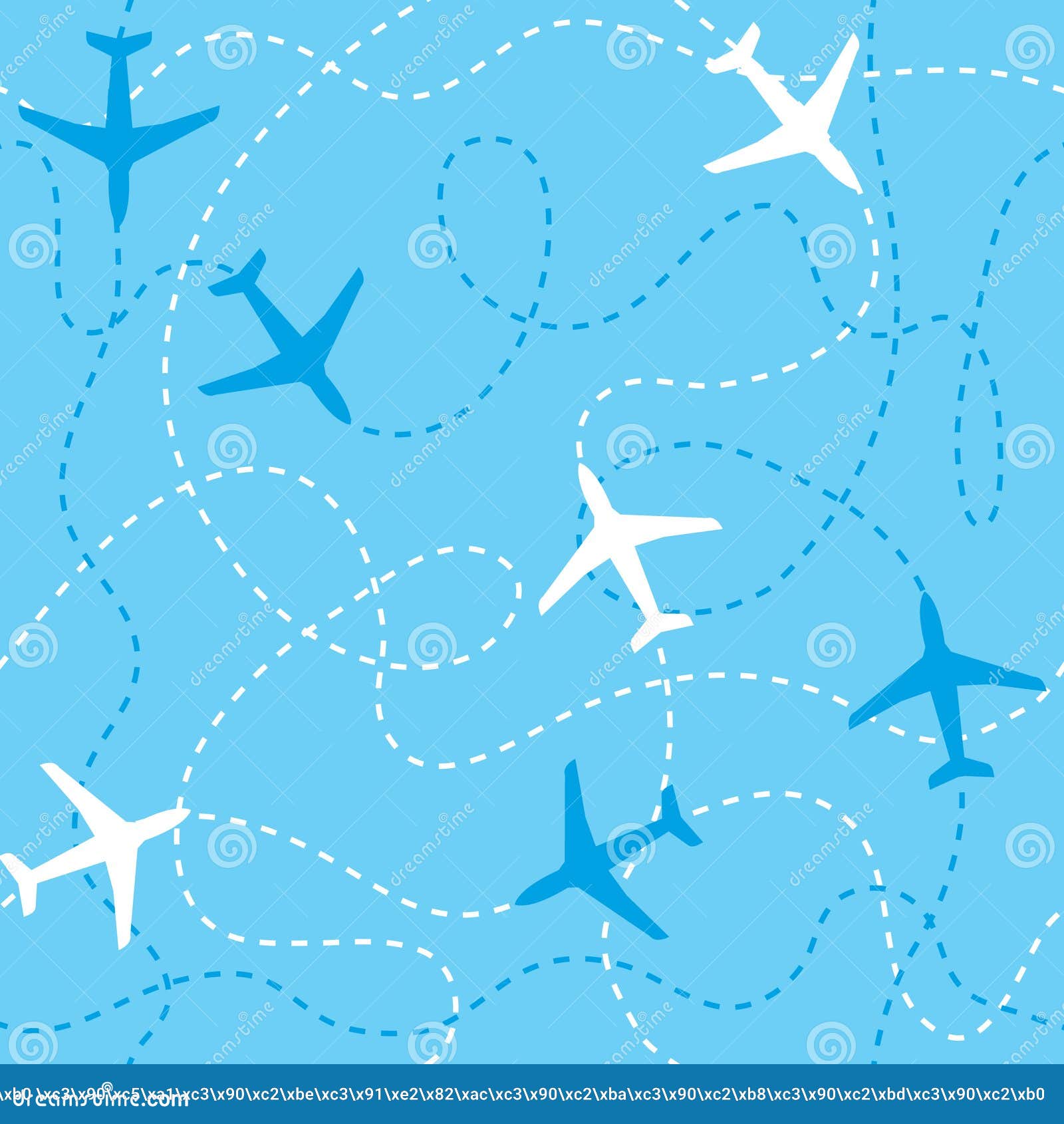 Seamless Background Airplanes Flying with Dashed Lines As Tracks or ...