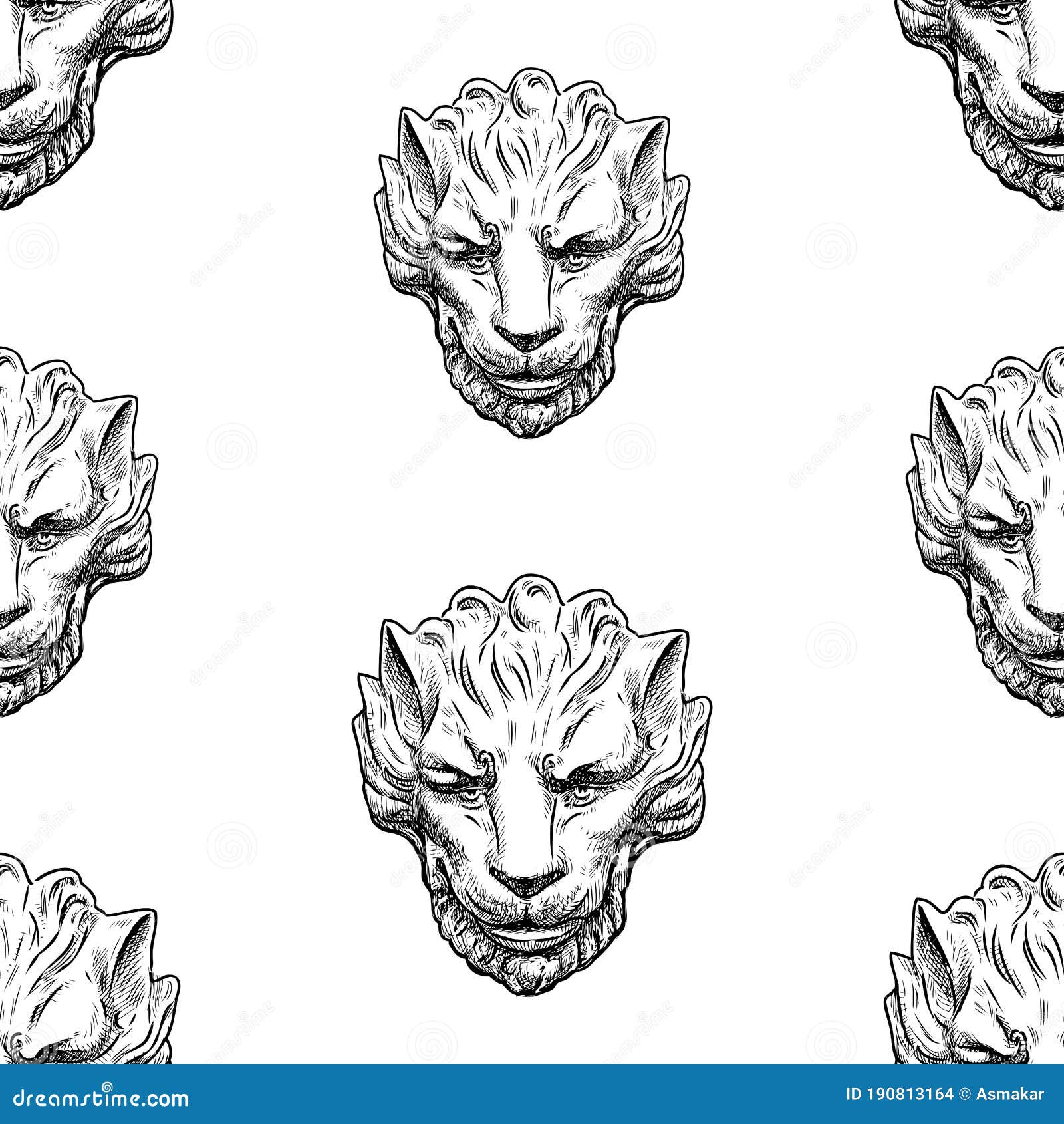 Seamless Background of Ancient Architectural Detail in Shape of Lion ...