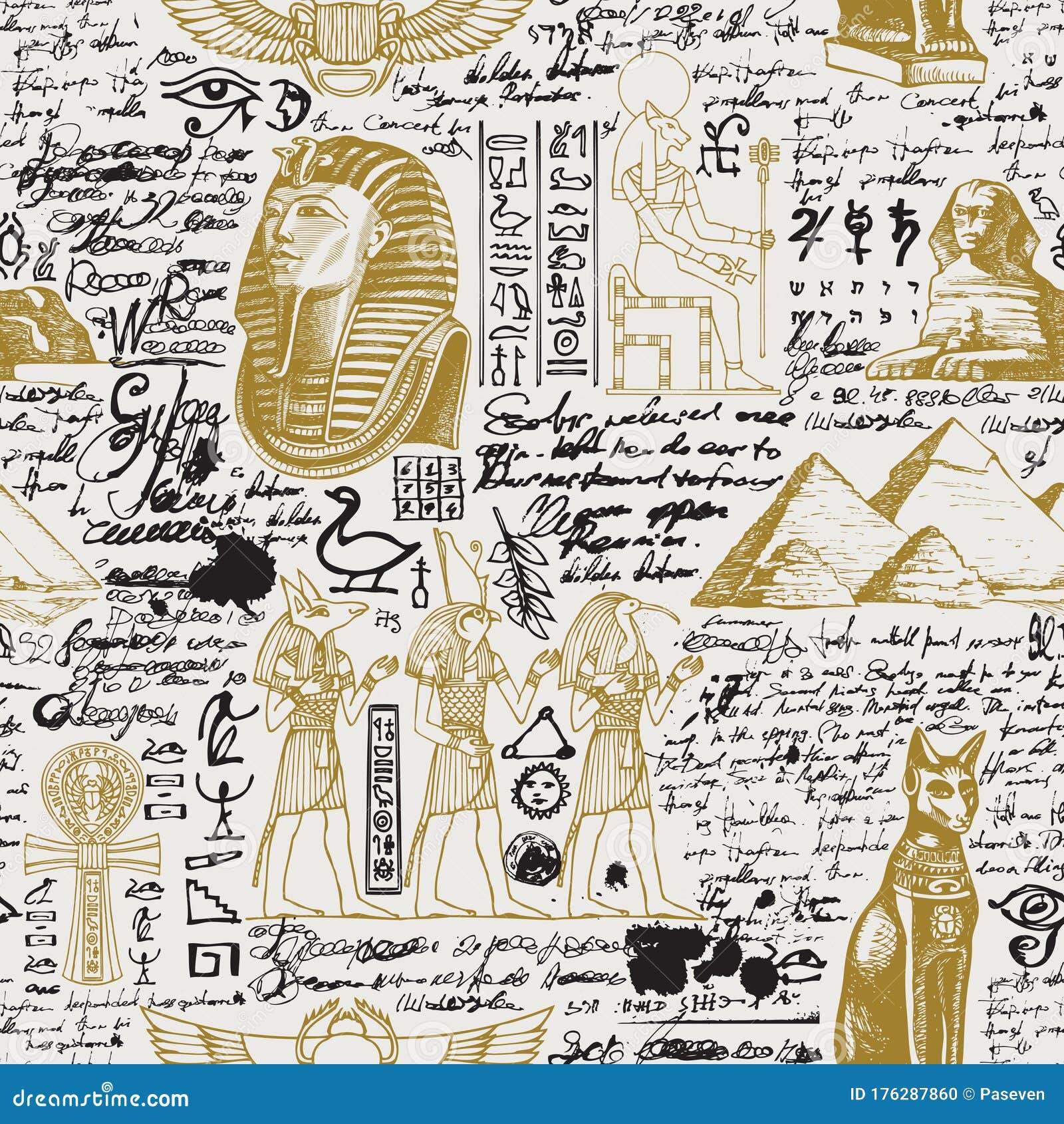 Seamless Background on the Ancient Egypt Theme Stock Vector ...