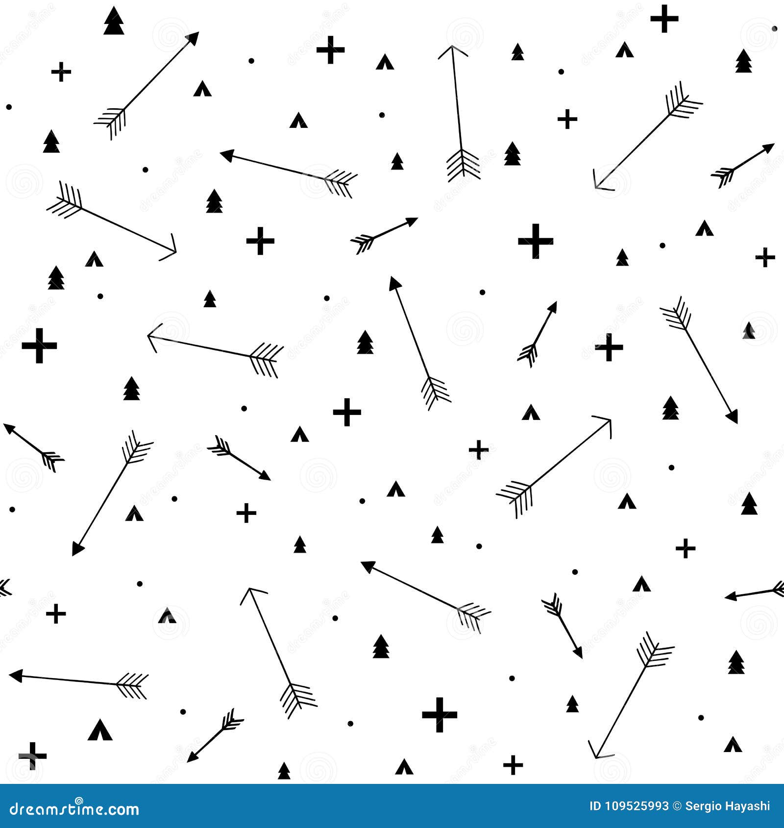 Seamless Background with Arrows, Pine Tree and Tipi Shapes Stock Vector ...
