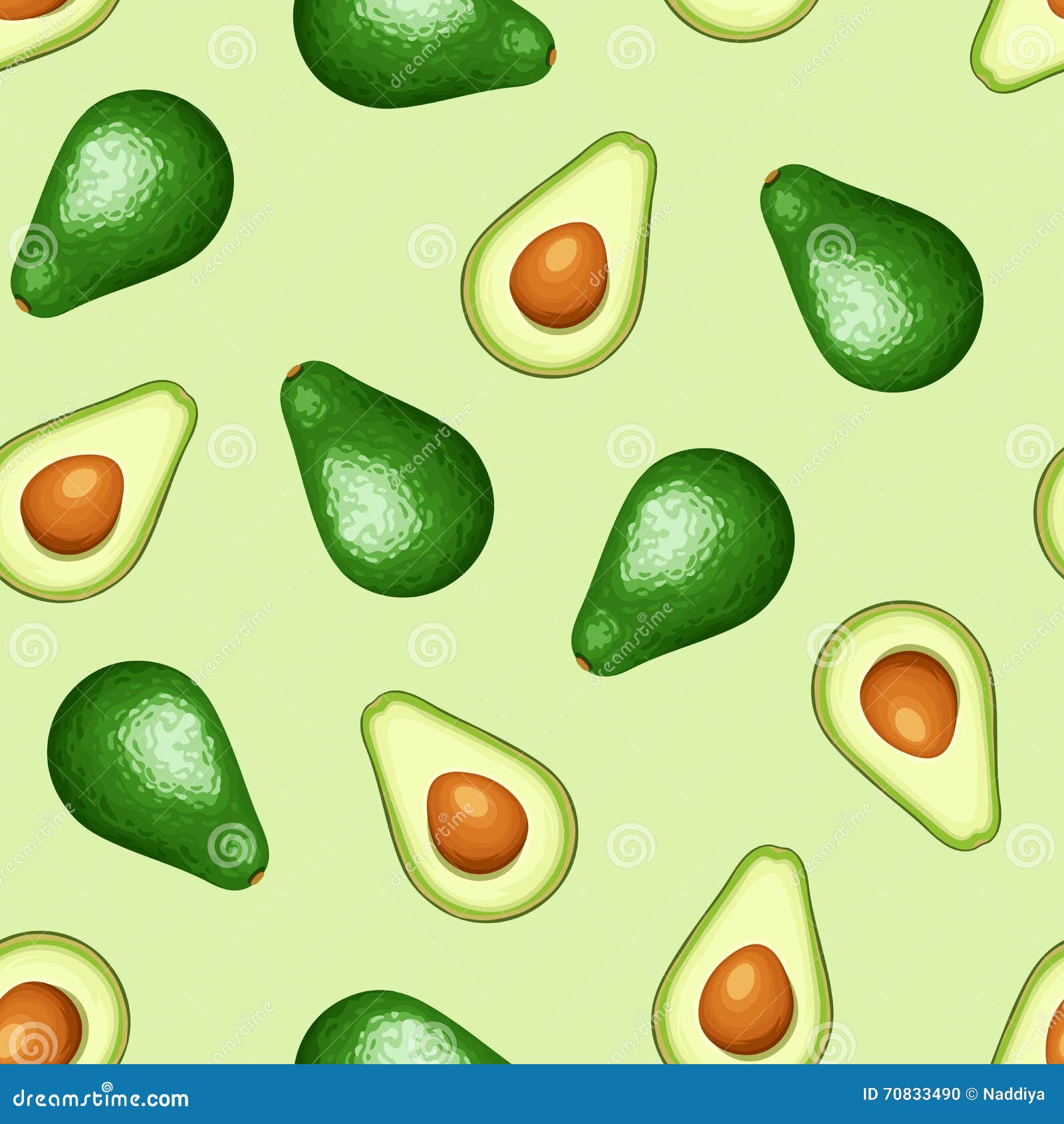 Seamless Background with Avocado Fruit. Vector Illustration. Stock ...