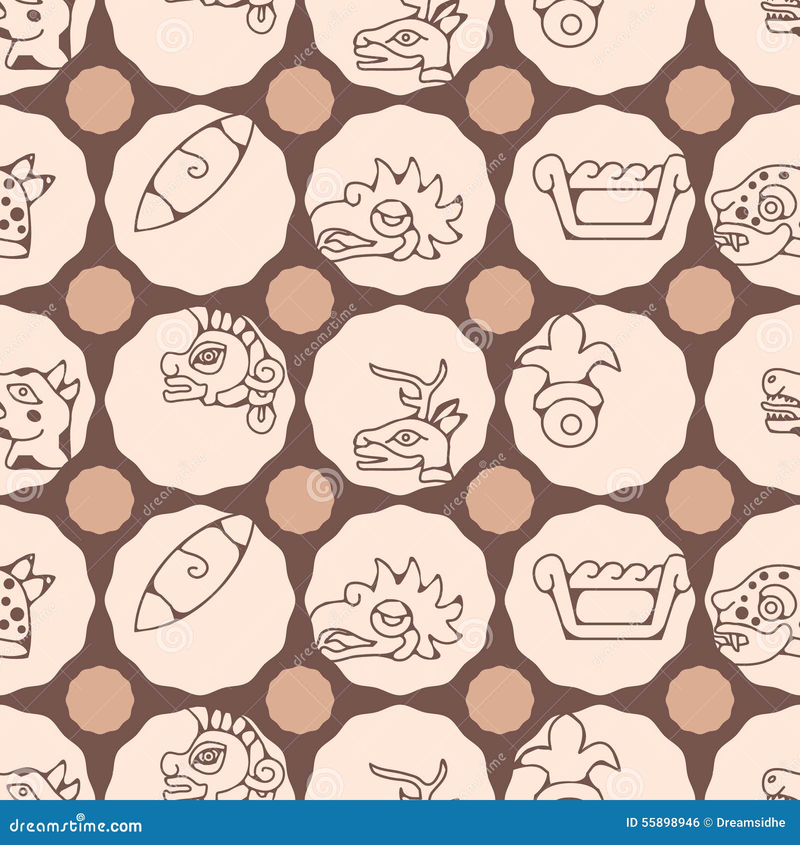 Seamless Background with Aztec Calendar Day Glyphs Stock Vector ...