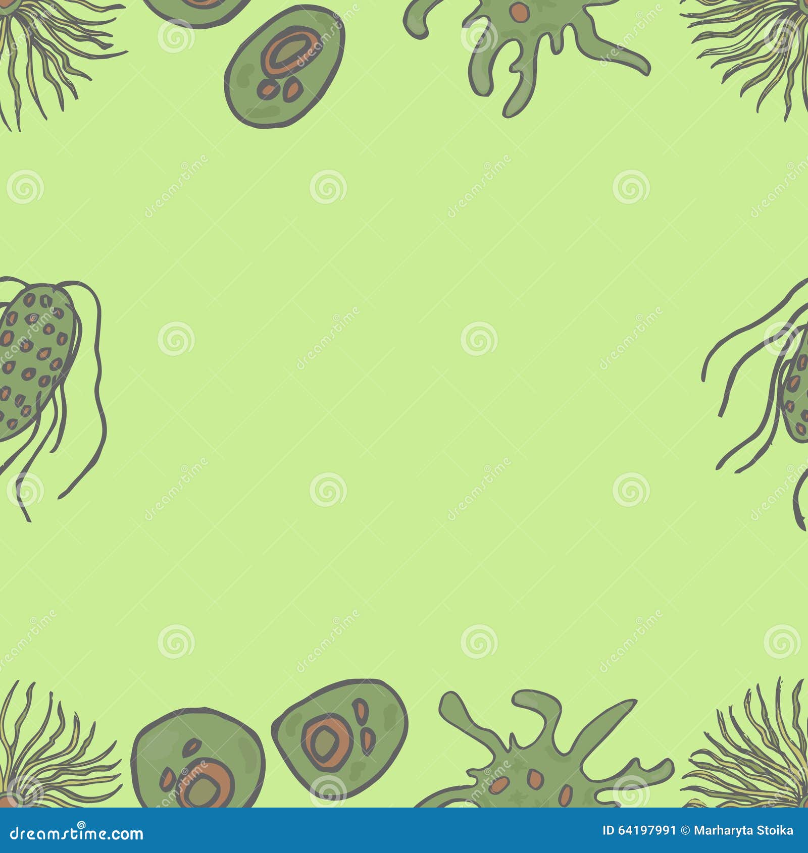 Seamless Background of Bacteria Stock Vector - Illustration of ...