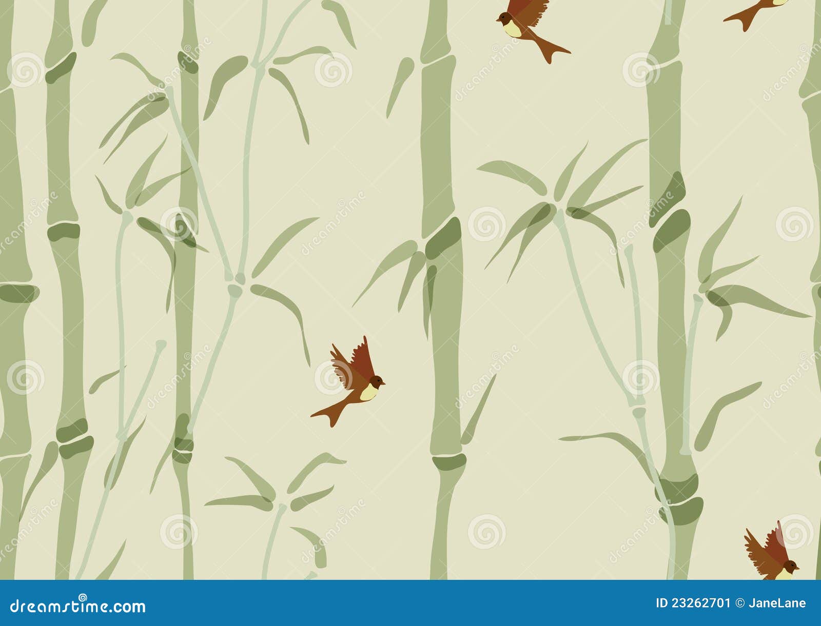 Seamless Background with Bamboo and Birds Stock Vector - Illustration ...
