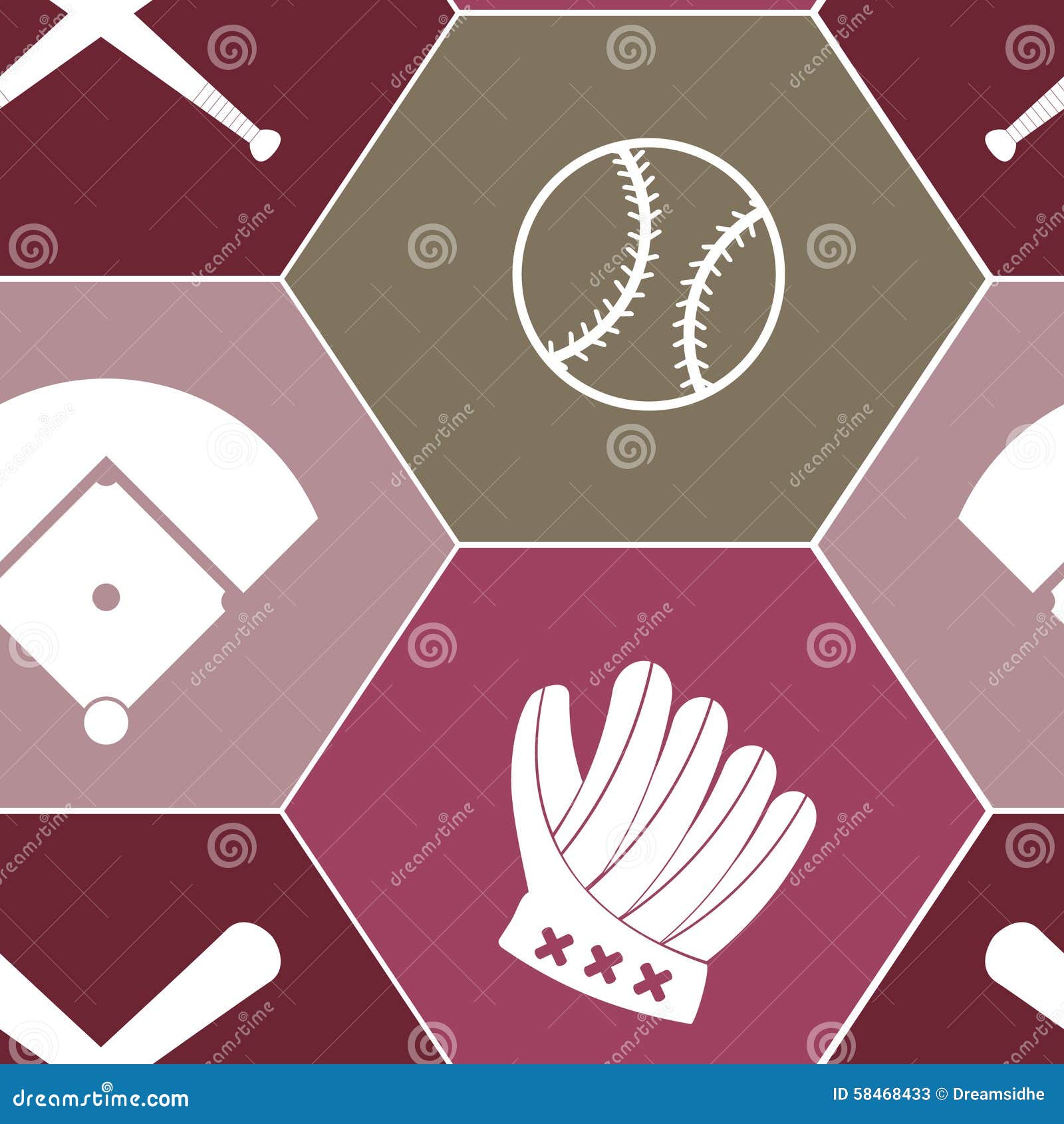 Seamless Background with Baseball Icons Stock Vector - Illustration of ...