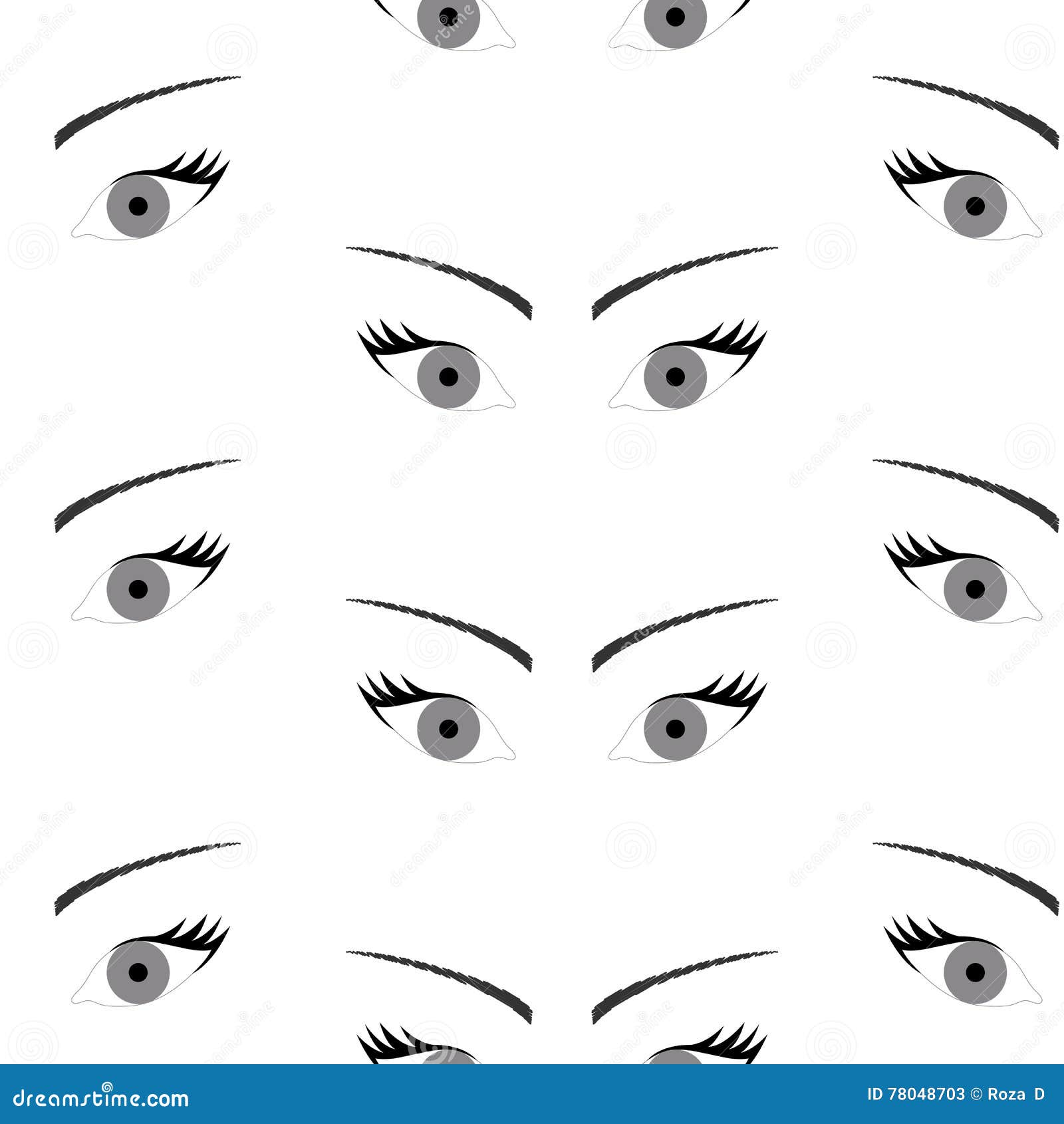 Seamless Background with Beautiful Eyes, Endless Eye Pattern Stock ...