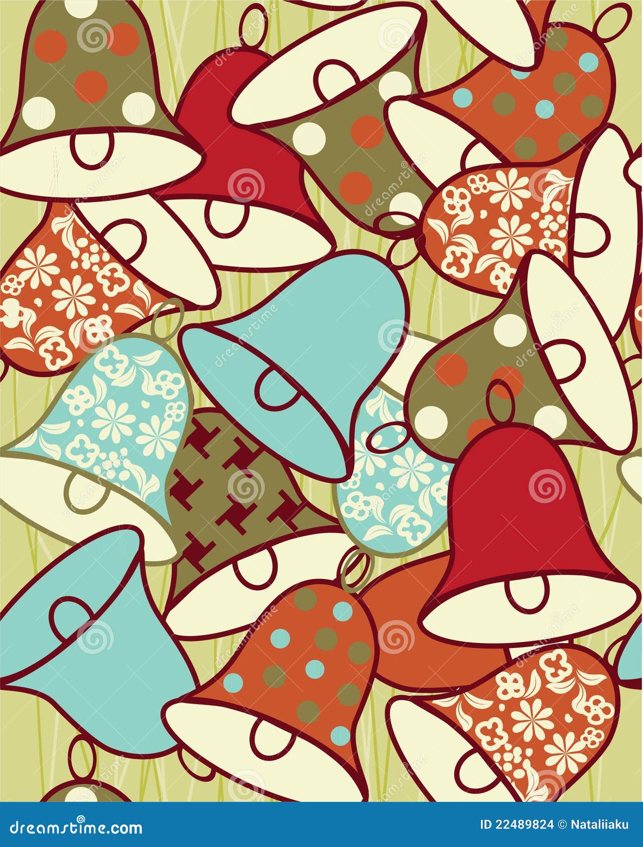 Seamless Background with Bells in Vector Stock Vector - Illustration of ...