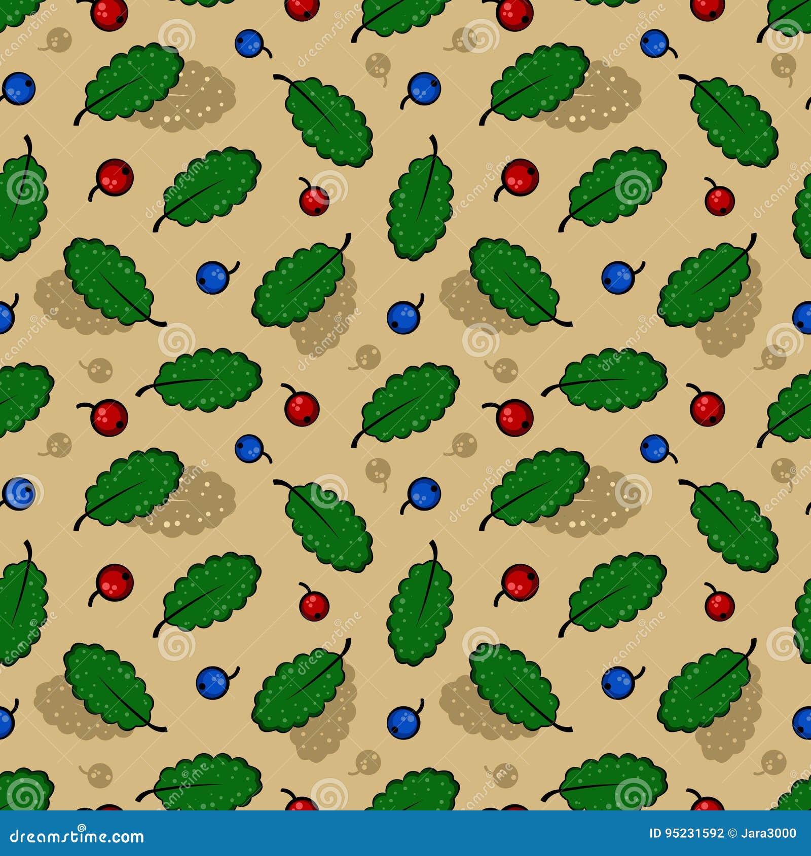 Seamless Background with Berries and Leaves Stock Illustration ...