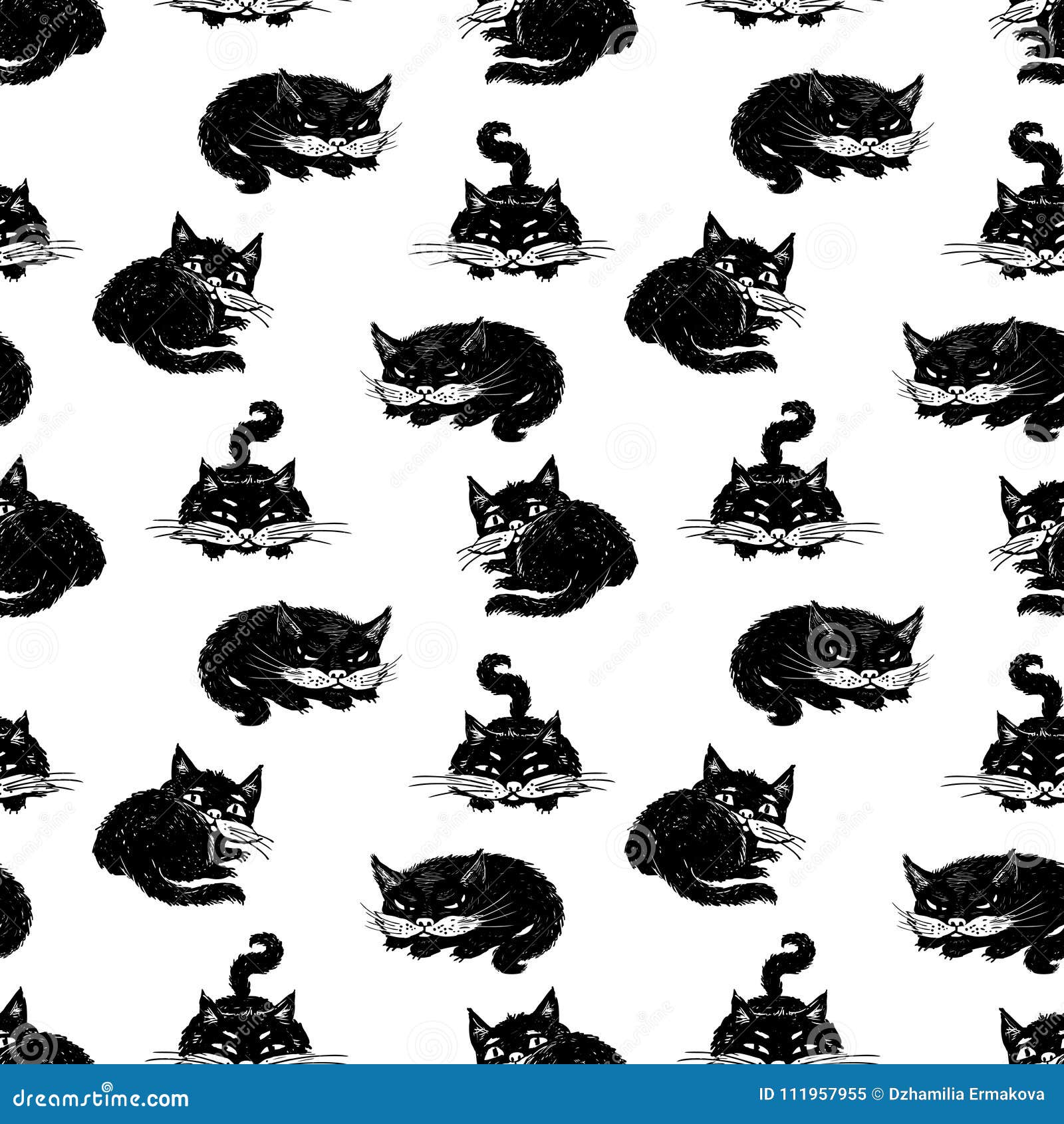 Seamless Background of the Black Cats Stock Vector - Illustration of ...