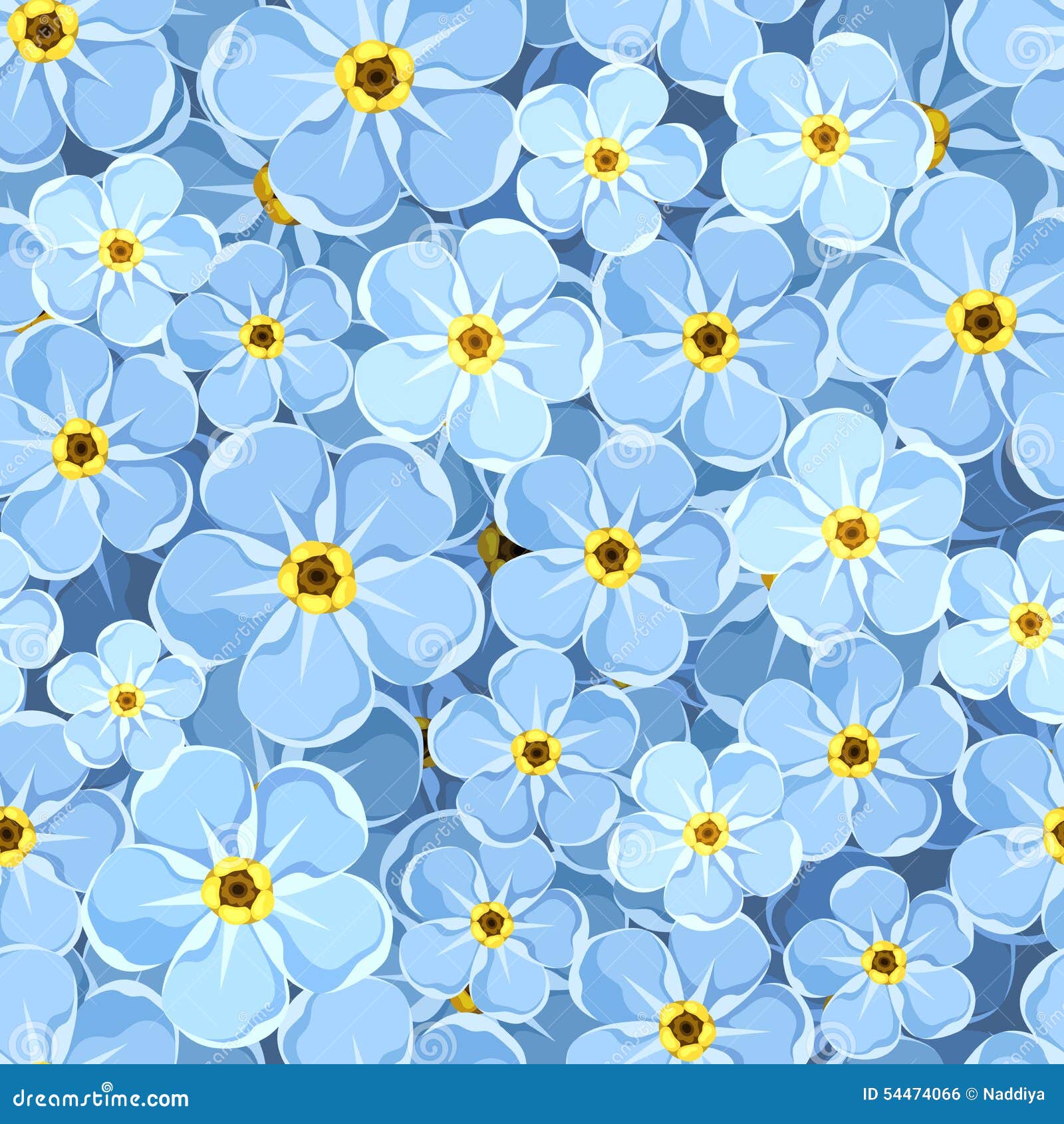 Seamless Background with Blue Forget-me-not Flowers. Vector ...