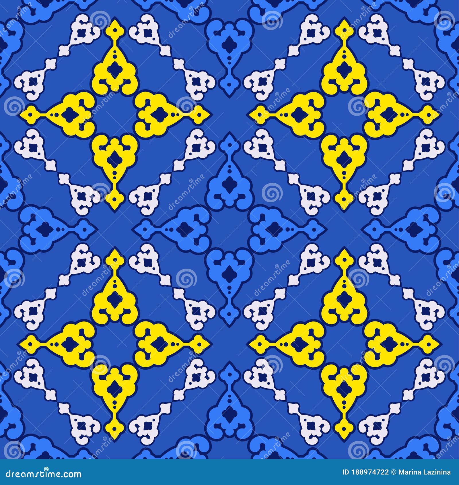 Seamless Background with Blue Muslim Pattern. Geometry. Textile. Ethnic ...