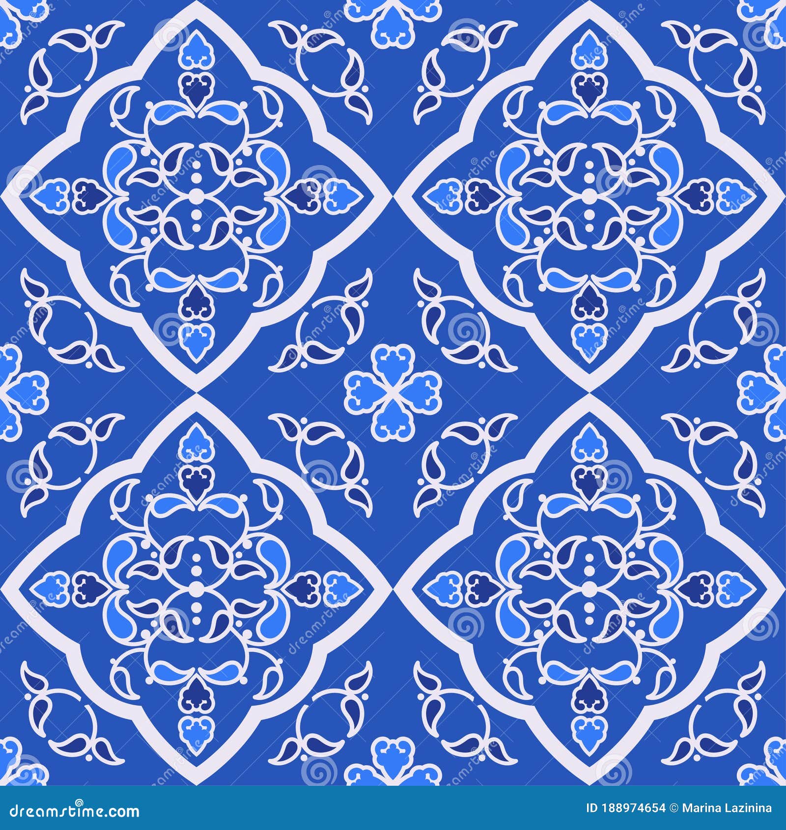 Seamless Background with Blue Muslim Pattern. Geometry. Textile. Ethnic ...