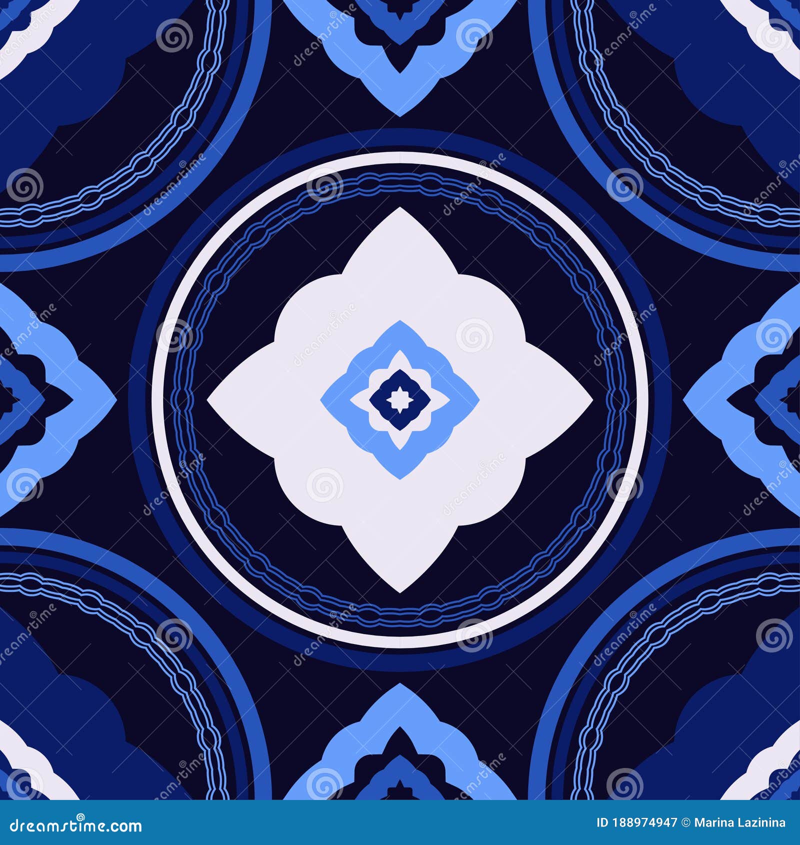 Seamless Background with Blue Muslim Pattern. Geometry. Textile. Ethnic ...