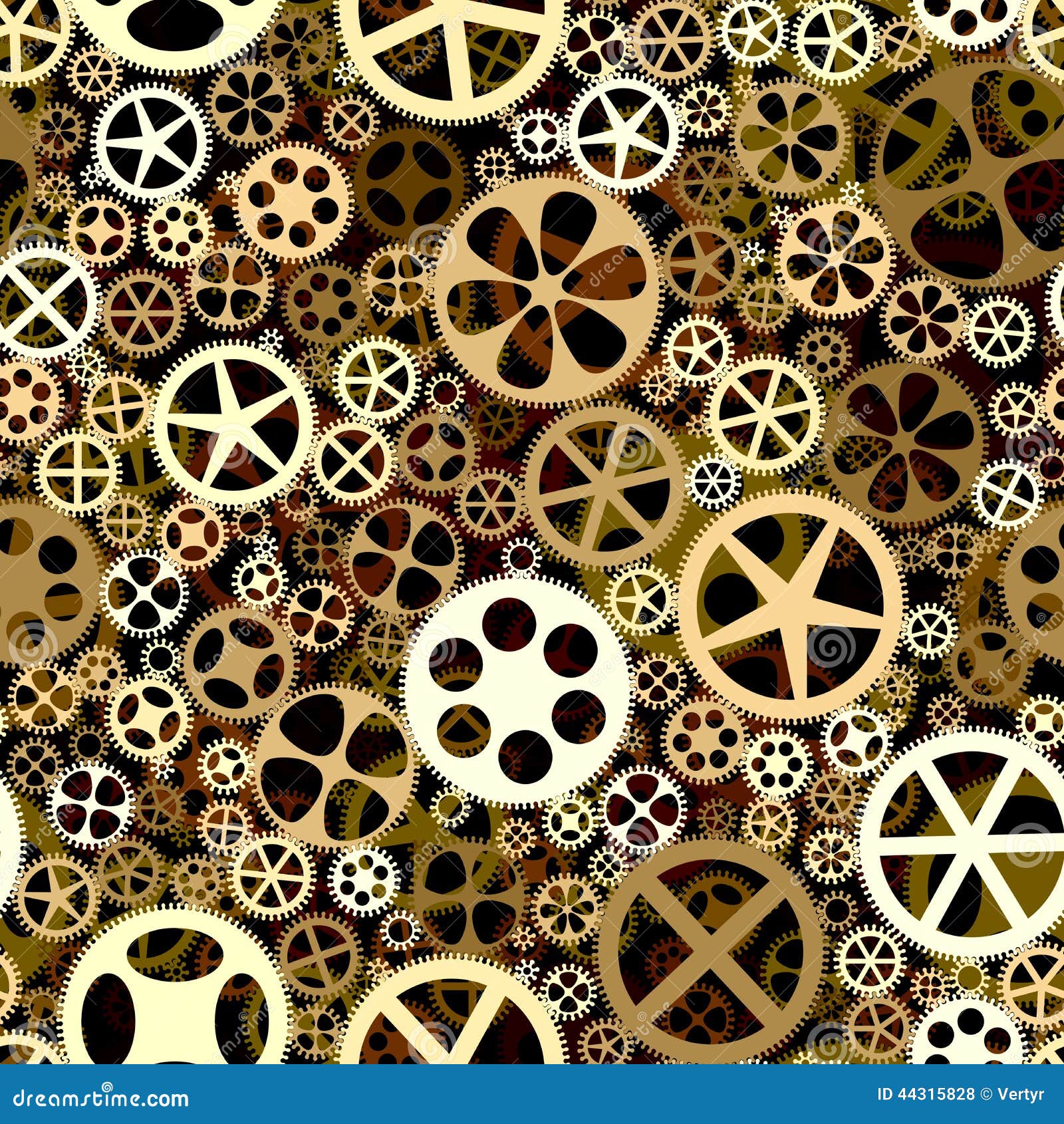 Seamless Background of Bronze Gears Wheels. Stock Vector - Illustration ...