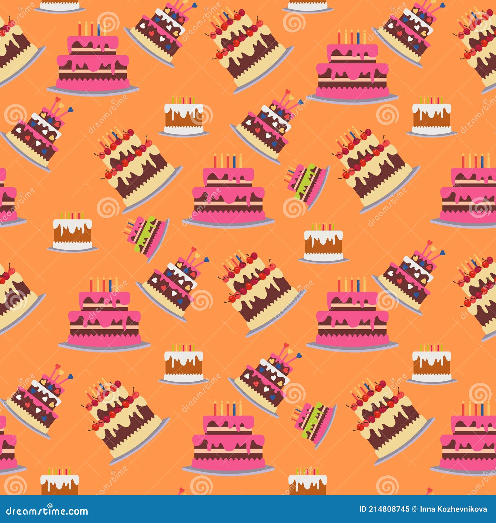 Seamless Background with Cakes. Birthday Party Background Stock Vector ...