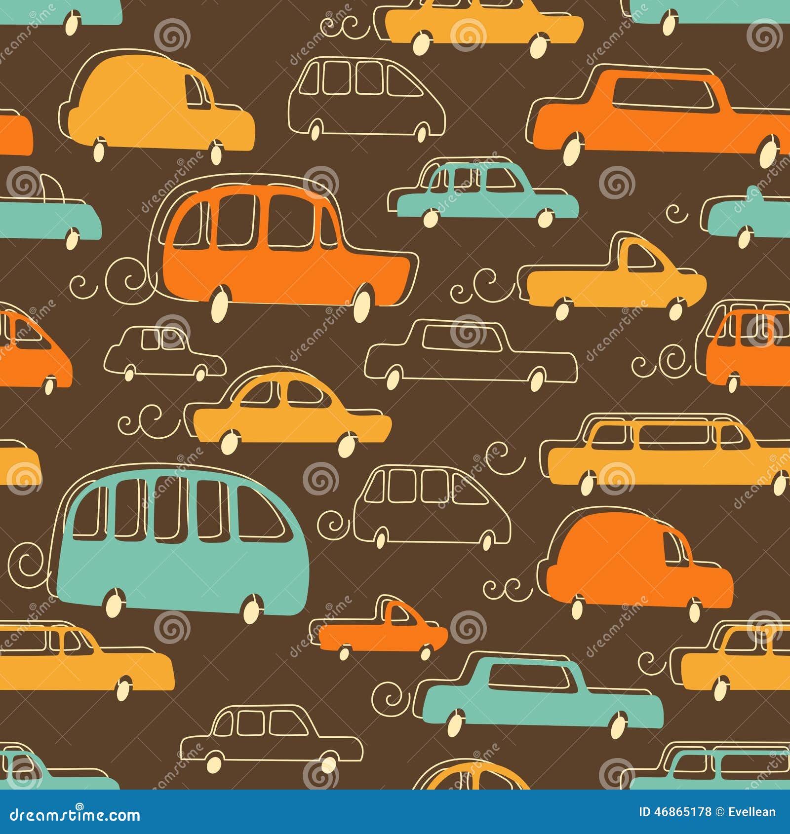 Seamless Background with Cars Stock Vector - Illustration of print ...