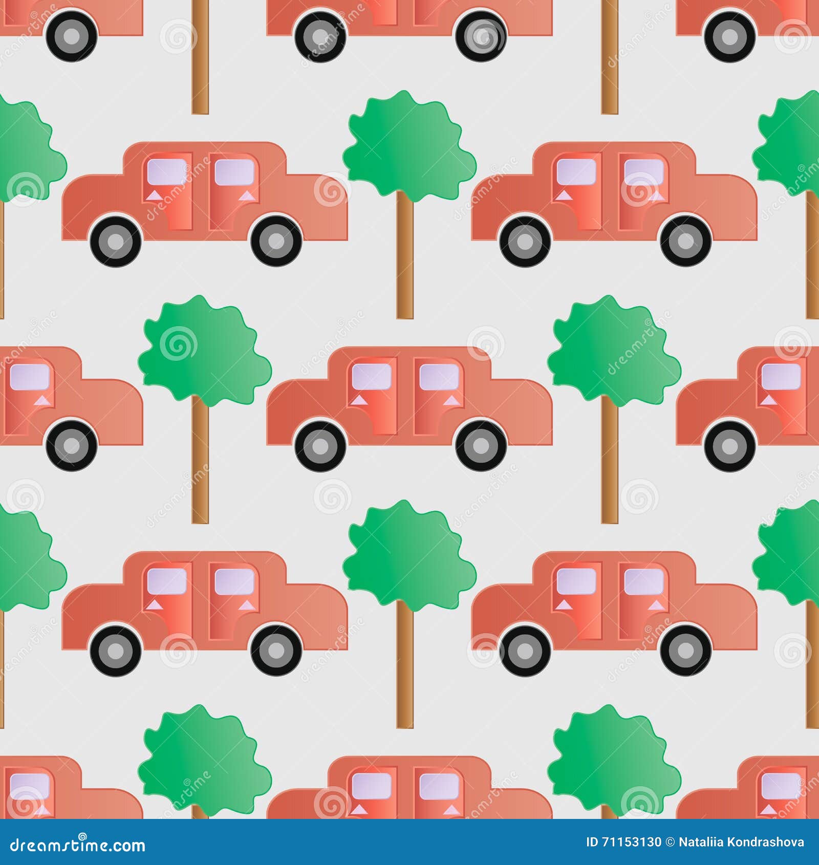 Seamless Background with Cars and Trees Stock Vector - Illustration of ...
