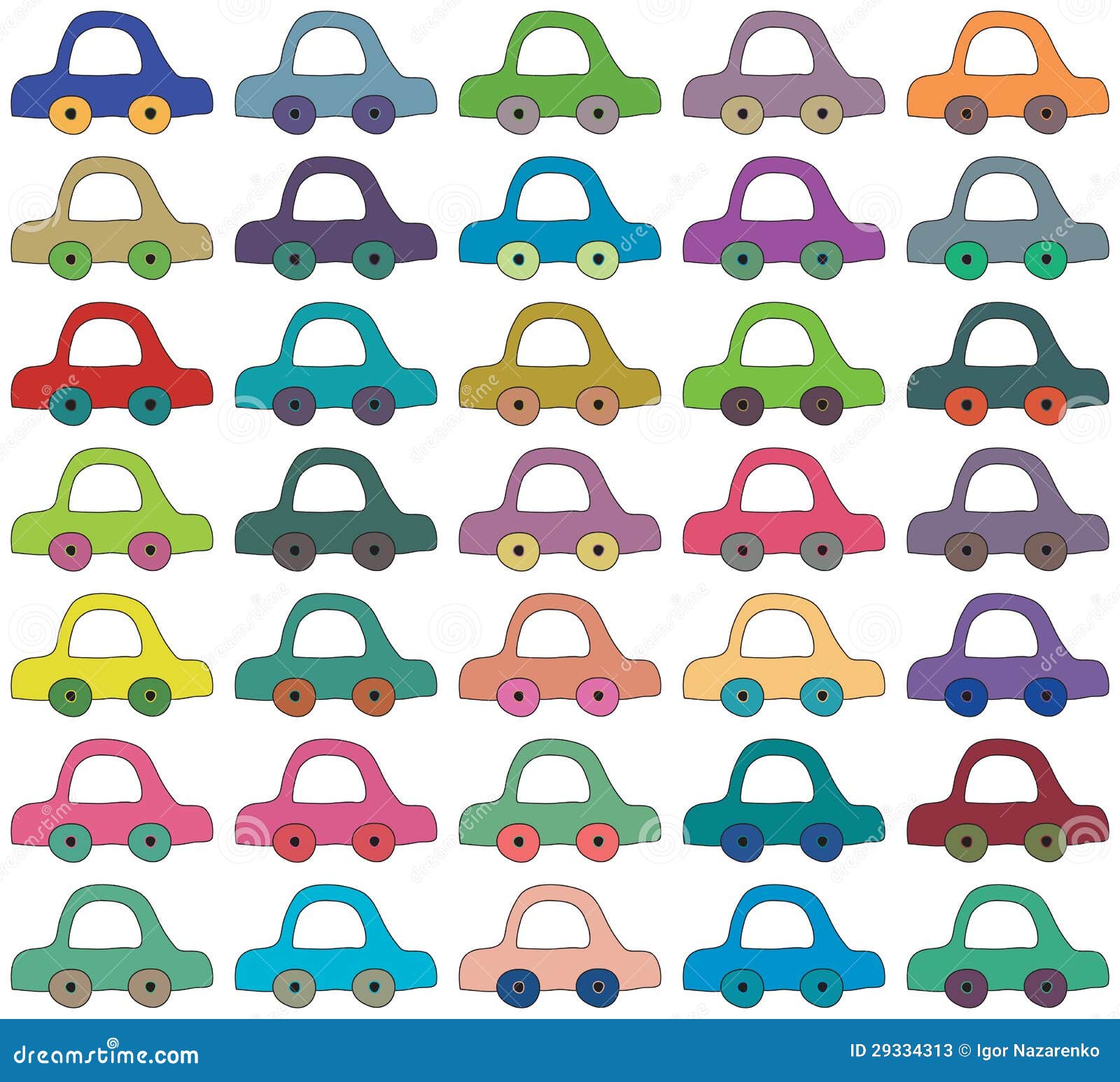 Seamless Background, Cartoon Cars Stock Photos - Image: 29334313