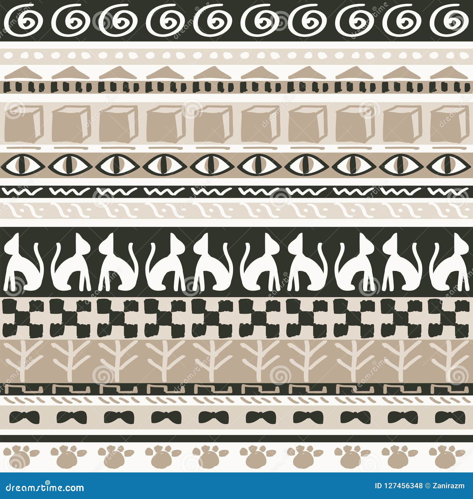 Seamless Background with Cats on Stripes Stock Vector - Illustration of ...