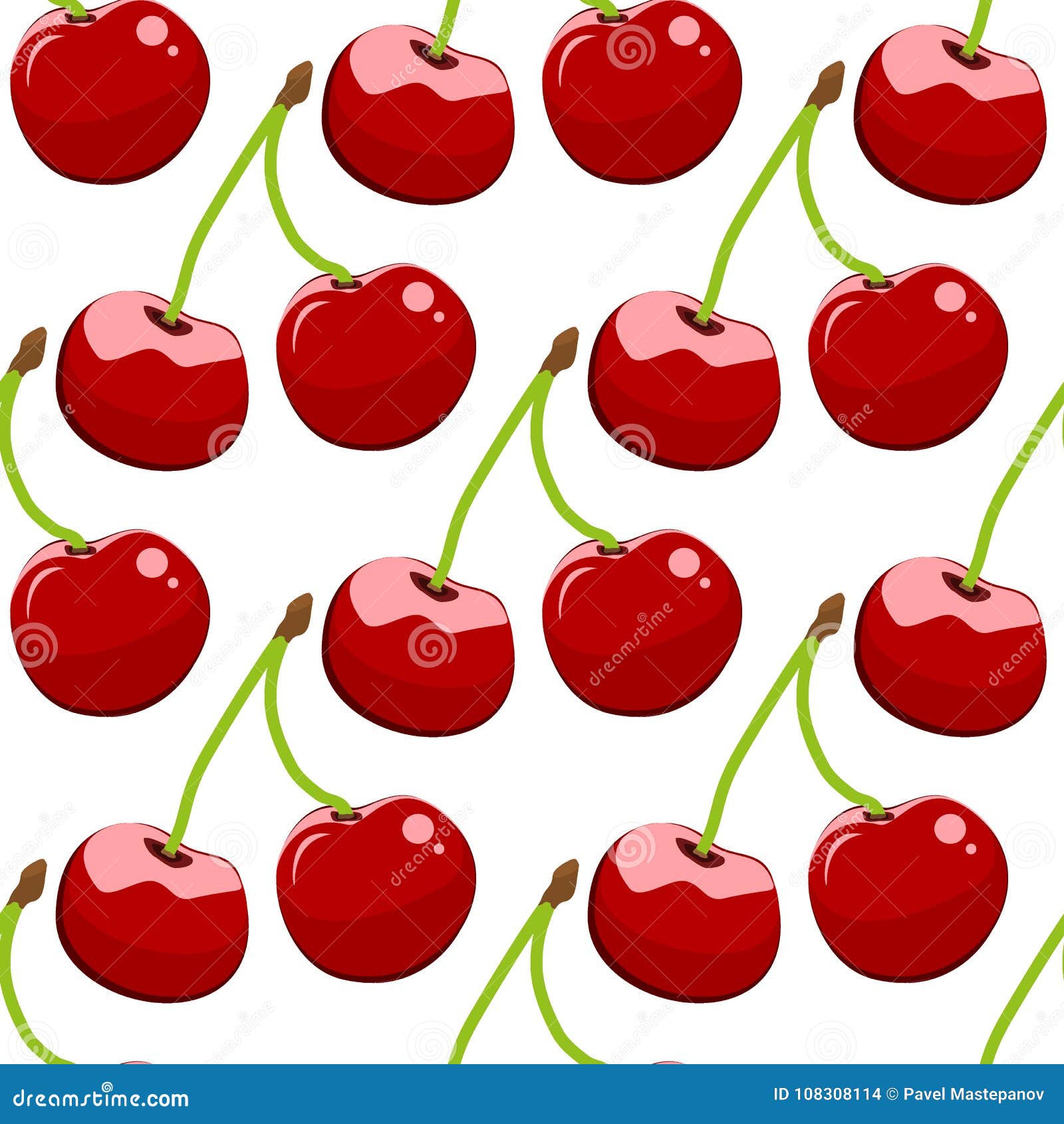 Seamless Background, Cherry on a White Background. Stock Vector ...