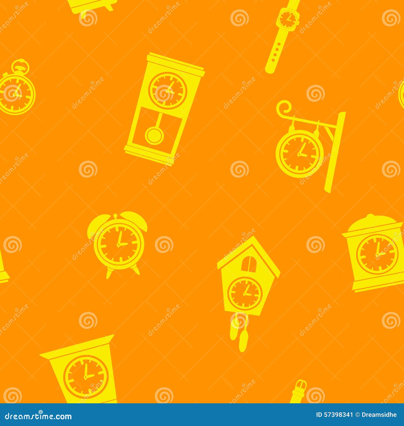 Seamless Background with Clock Stock Vector - Illustration of pictogram ...