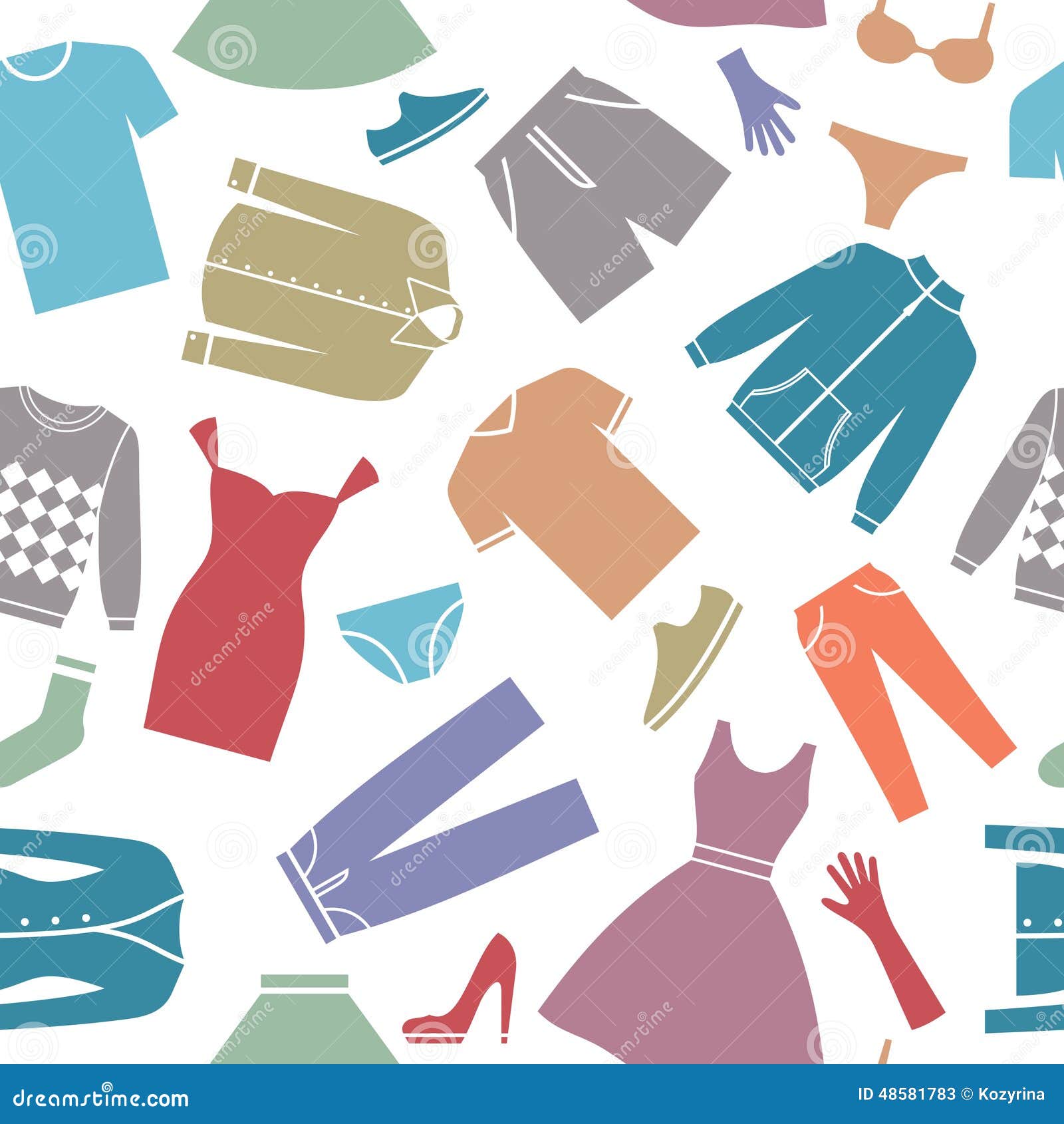 Seamless Background with Clothes. Stock Vector - Illustration of pants ...