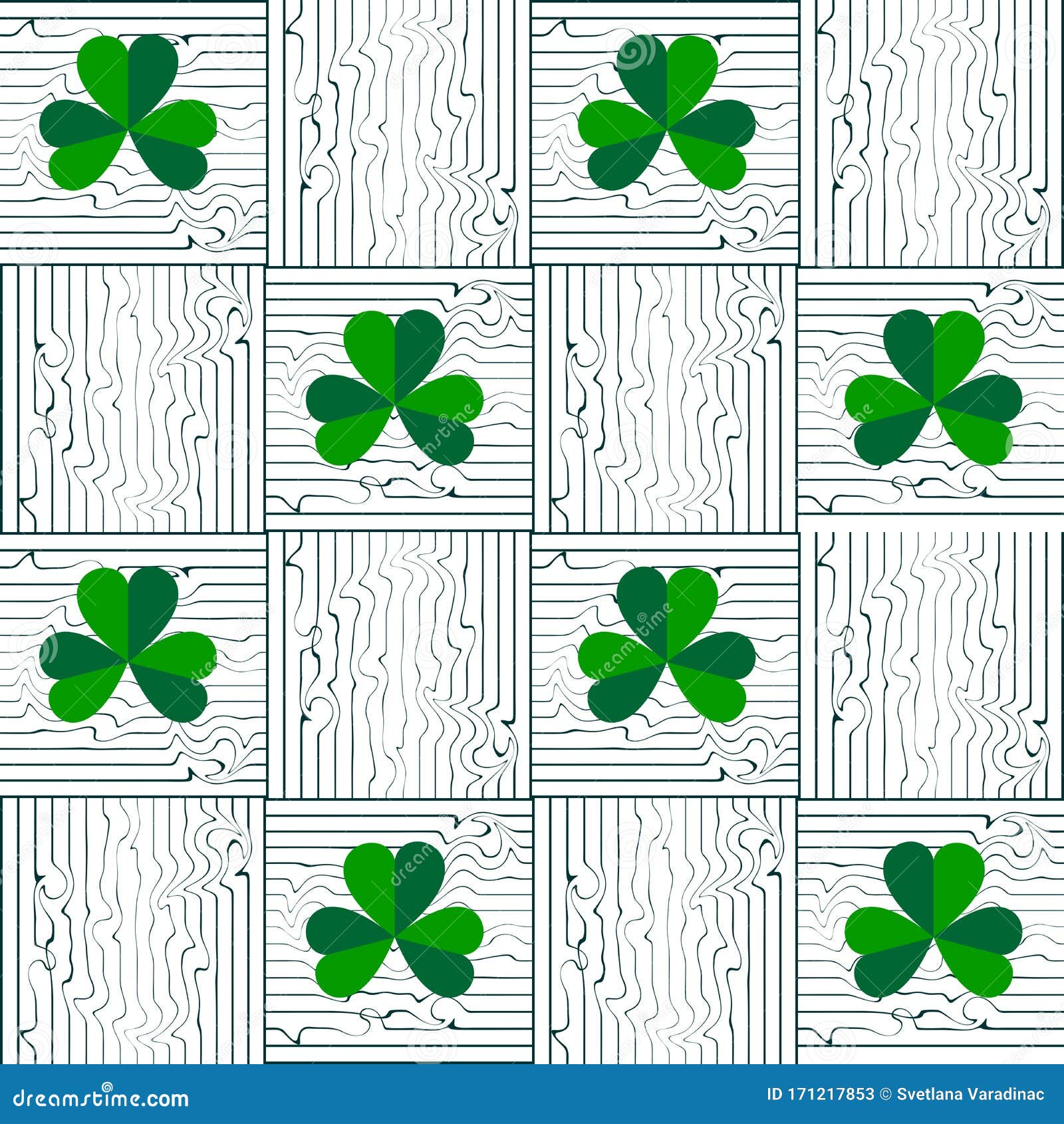 Seamless Background with Clover Leaf and Stripes in Square . Stock ...