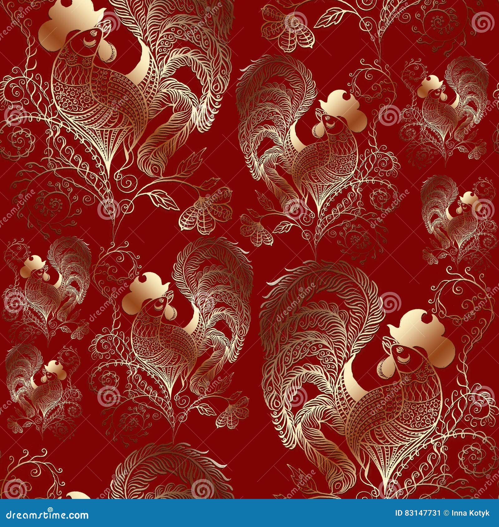 Seamless Background. Cock. Wallpaper. Stock Illustration - Illustration ...