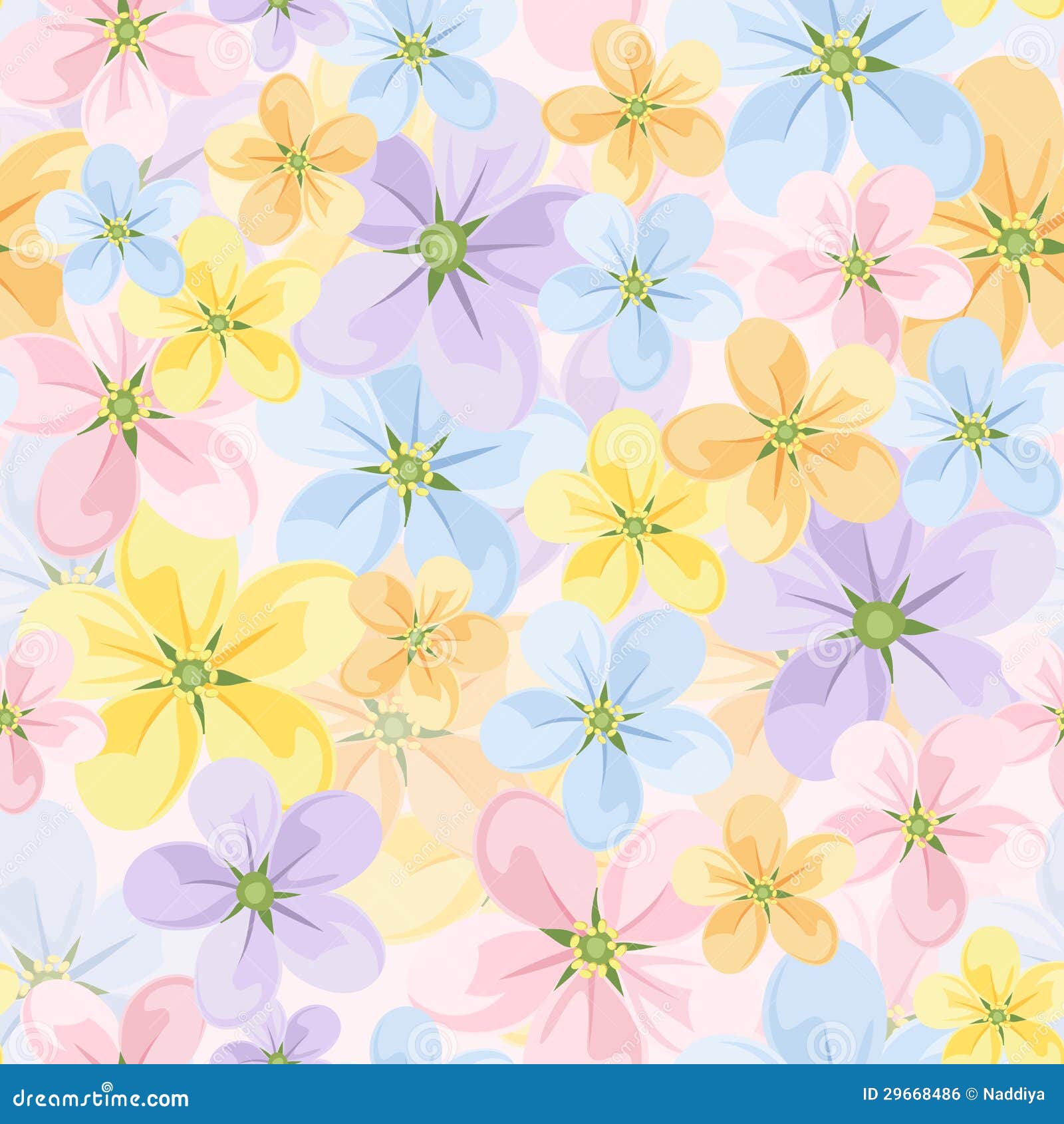 Vector Seamless Background with Colored Flowers. Stock Vector ...