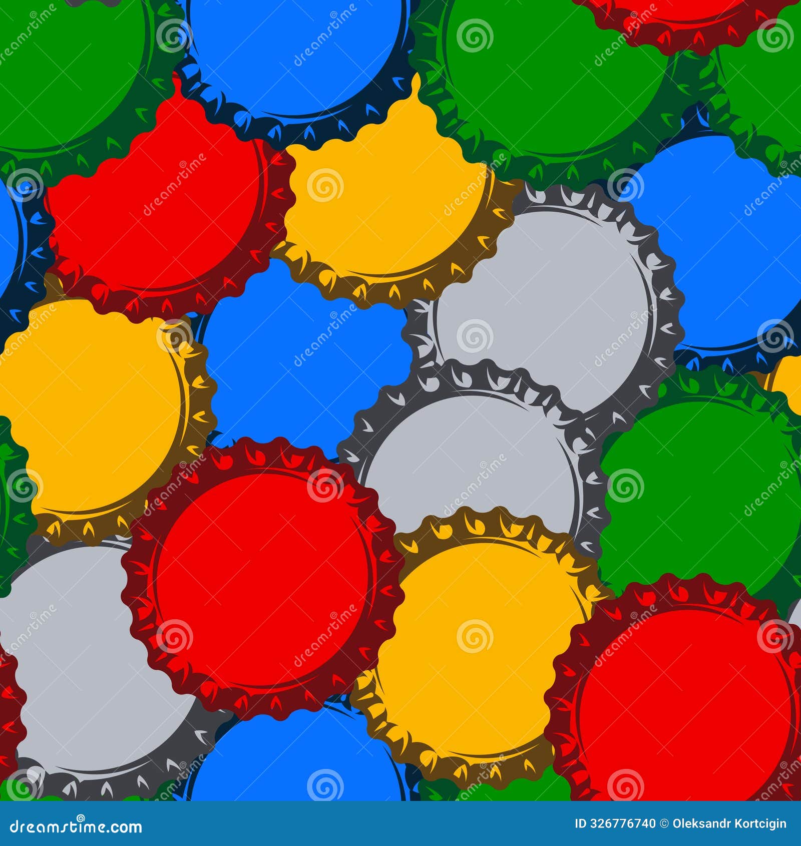 Seamless Background with Colored Metal Bottle Caps. Color Vector Image ...
