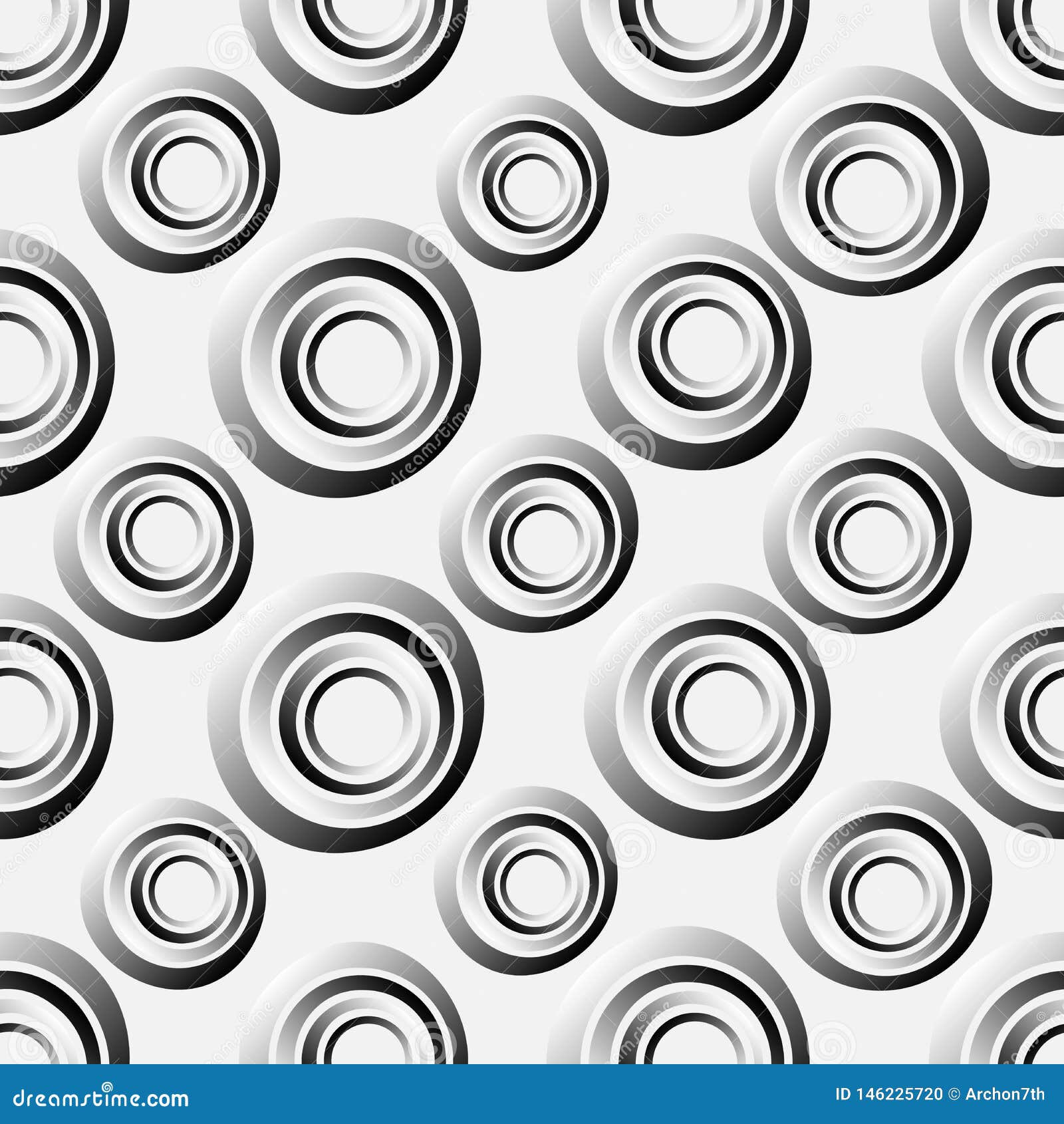 Seamless Background of Concentric Circles in Chrome Gradient on White ... Seamless Background of Concentric Circles in Chrome Gradient on White ...