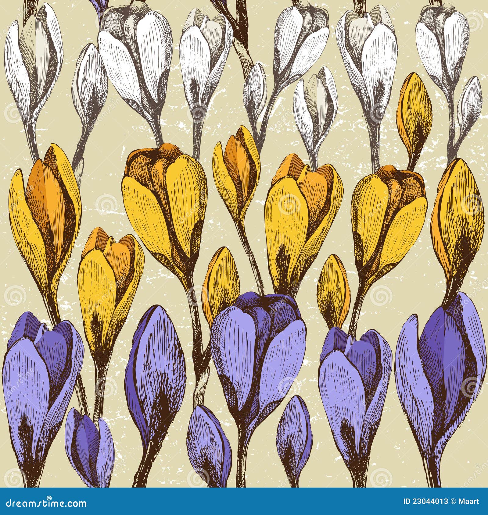 Crocus Flowers In Pastel Colors Cartoon Vector | CartoonDealer.com ...