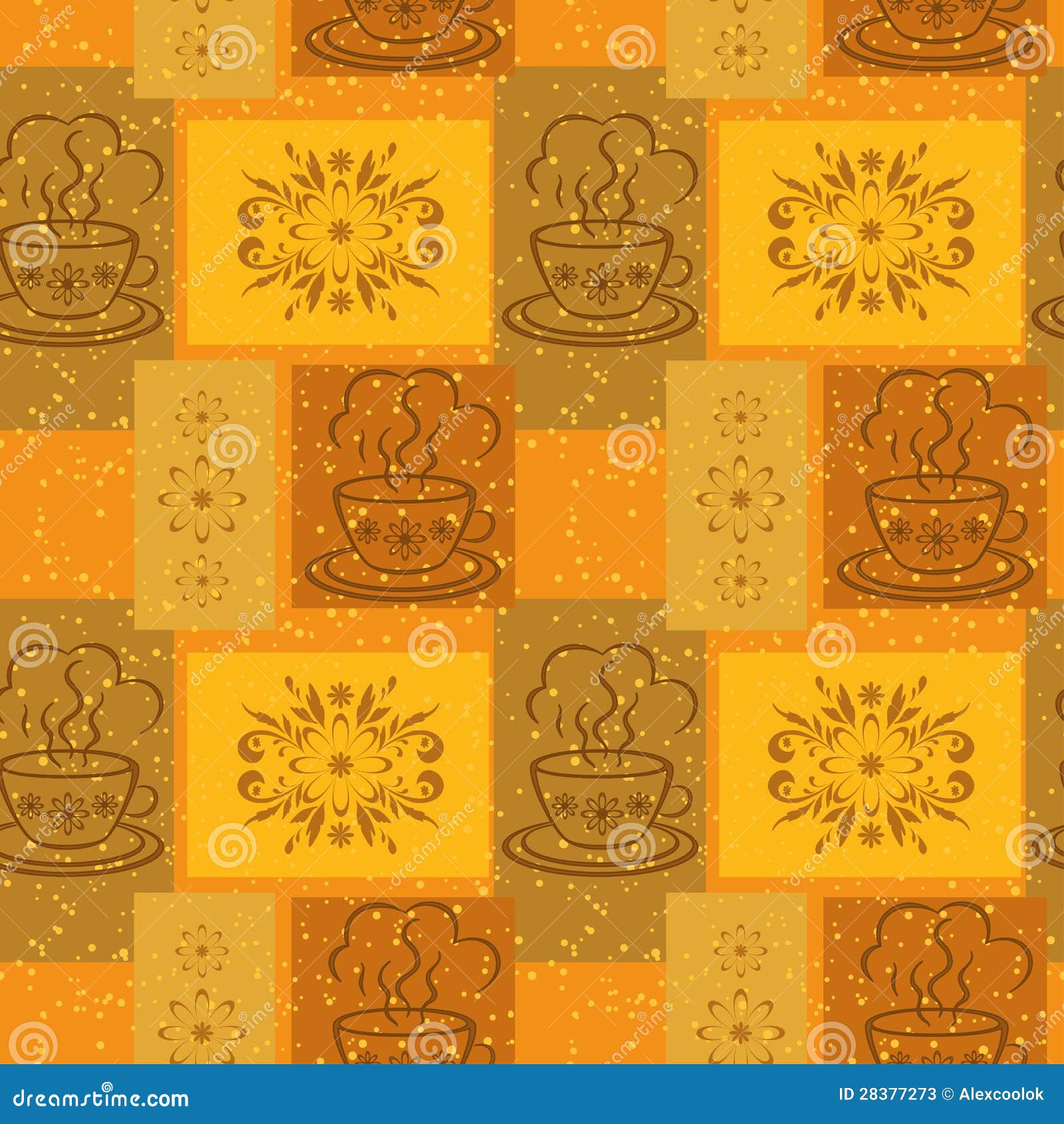 Seamless Background, Cups and Floral Pattern Stock Vector ...