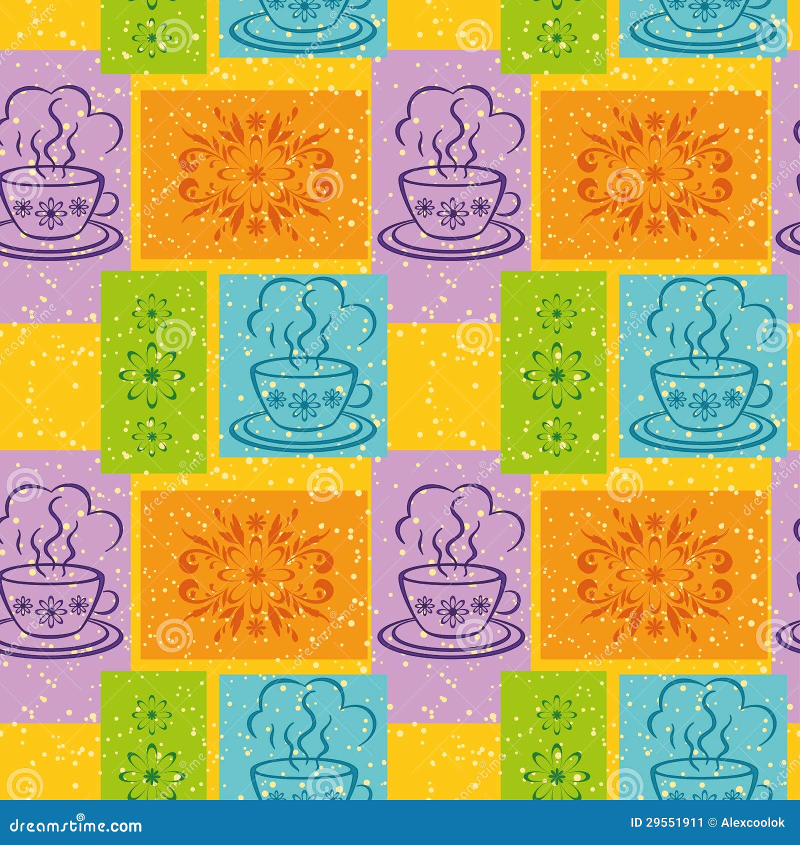 Seamless Background, Cups and Floral Pattern Stock Vector ...