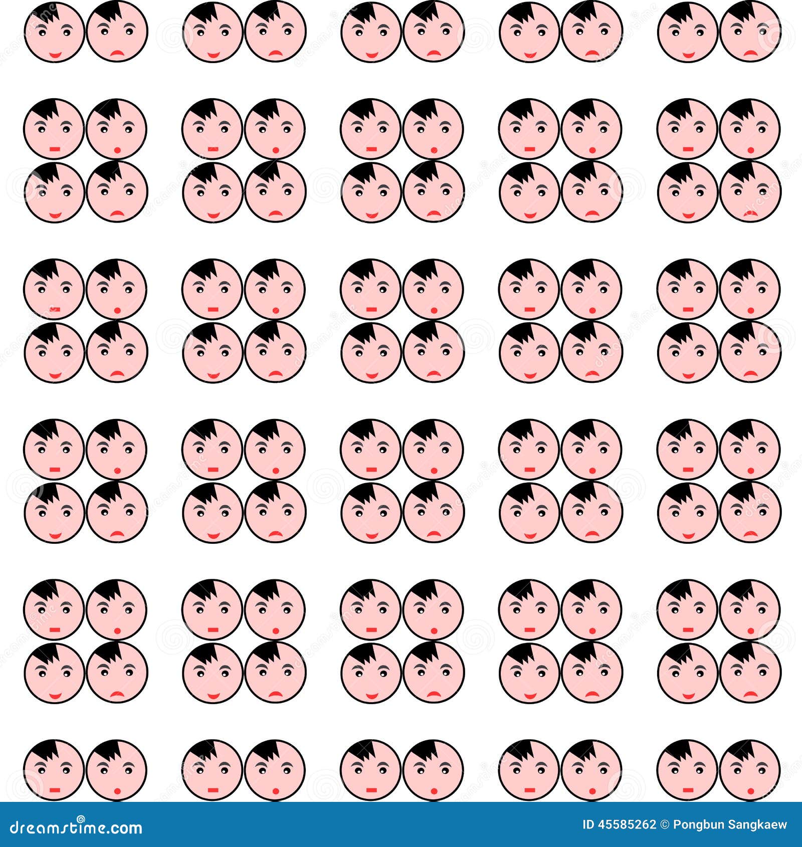 Seamless Background Cute Baby Face Stock Illustration - Illustration of ...