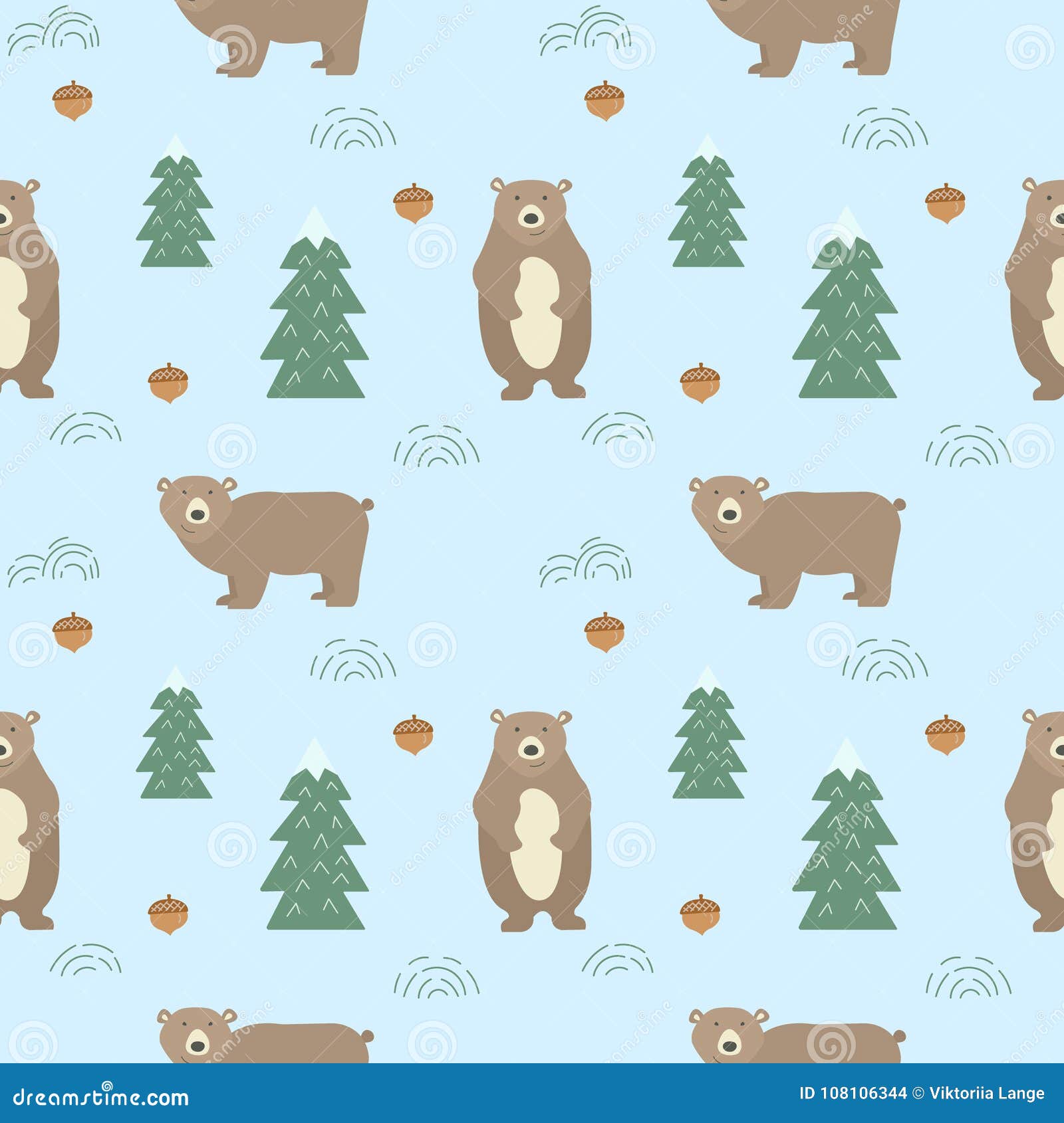 Set Cute Bears Cartoon Characters. Vector Illustration With Cartoon ...