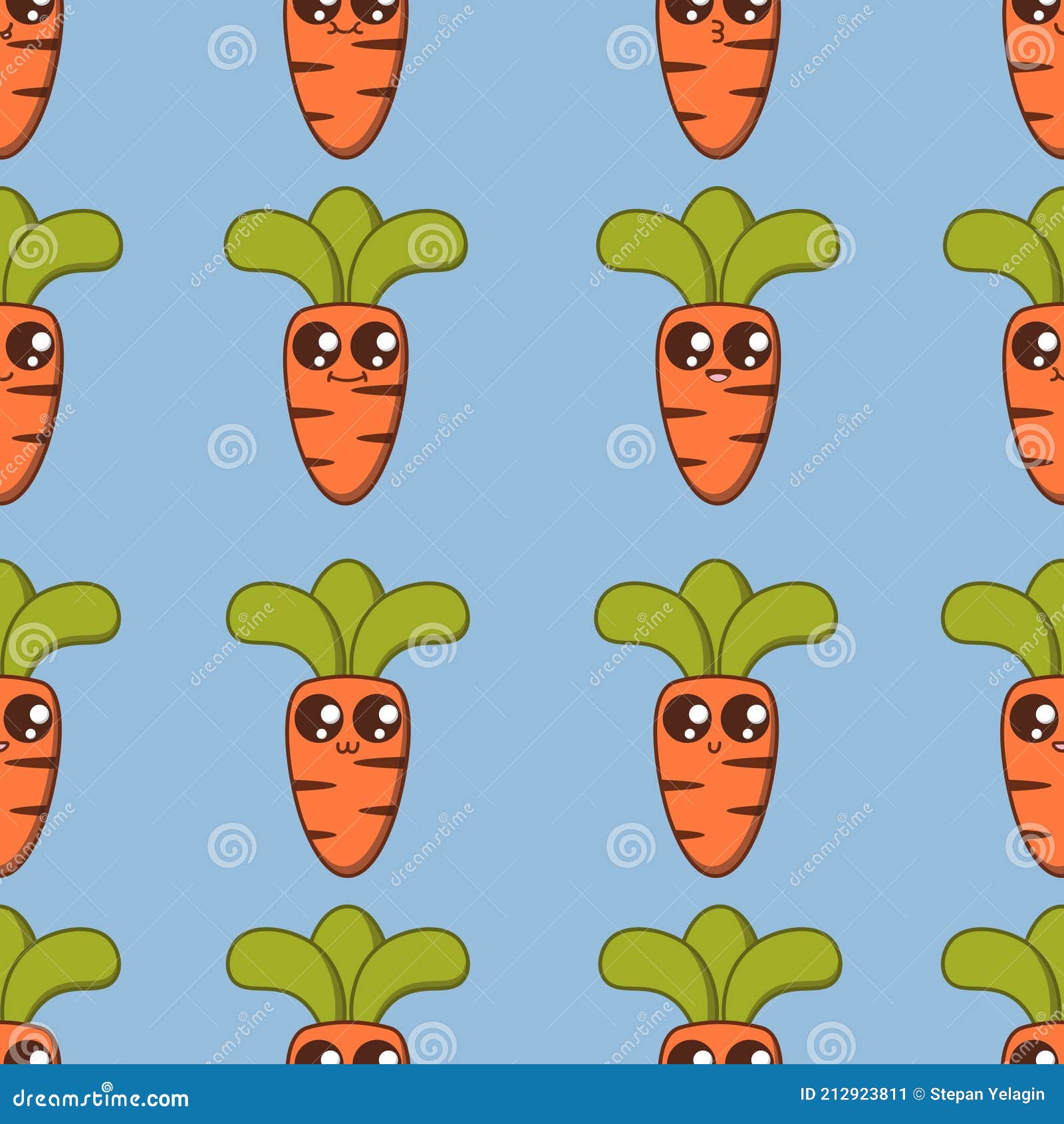 Seamless Background. Cute Carrots with Different Smiles Stock Vector ...