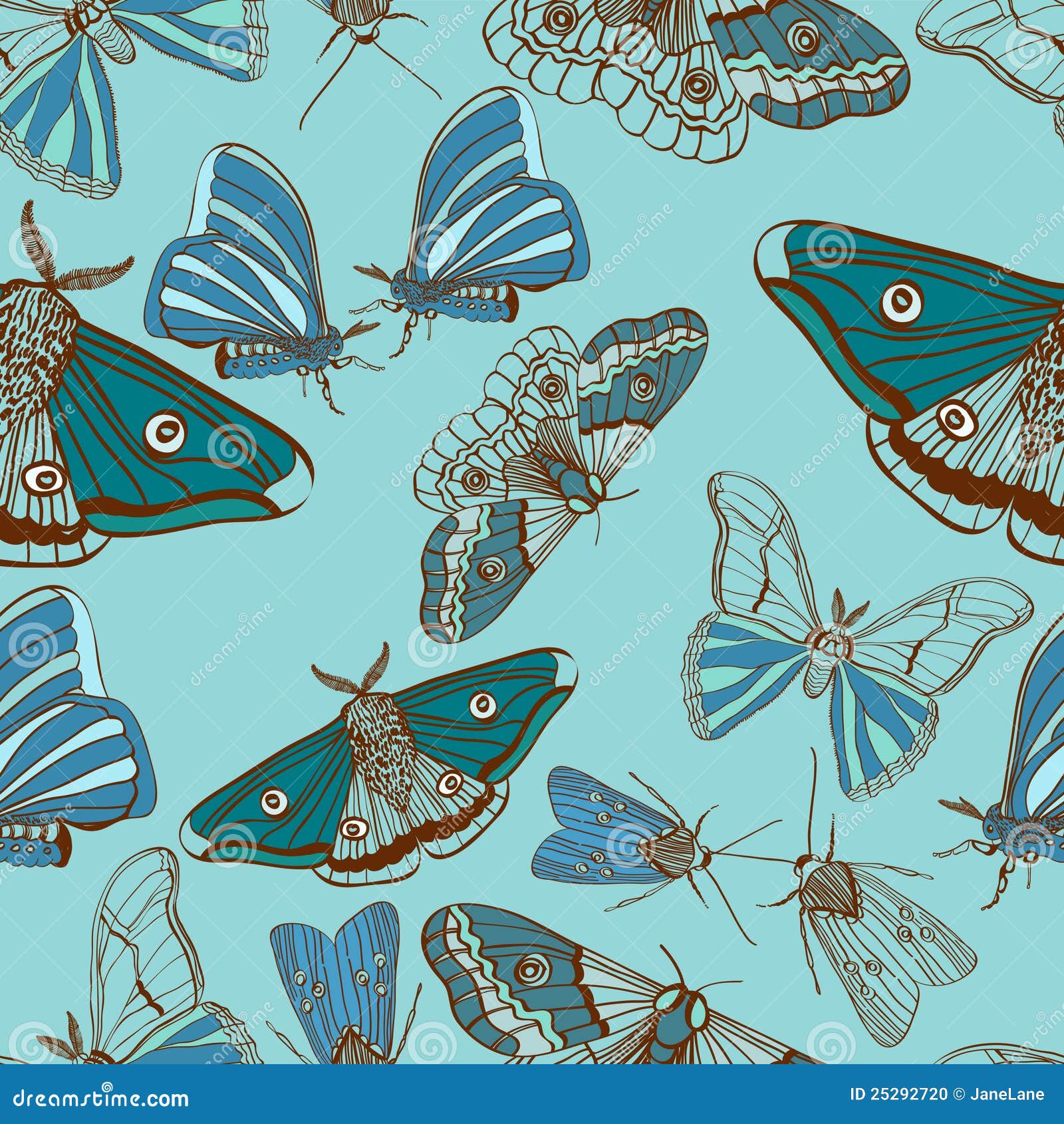 Seamless Background With Cute Moth Stock Photo - Image: 25292720