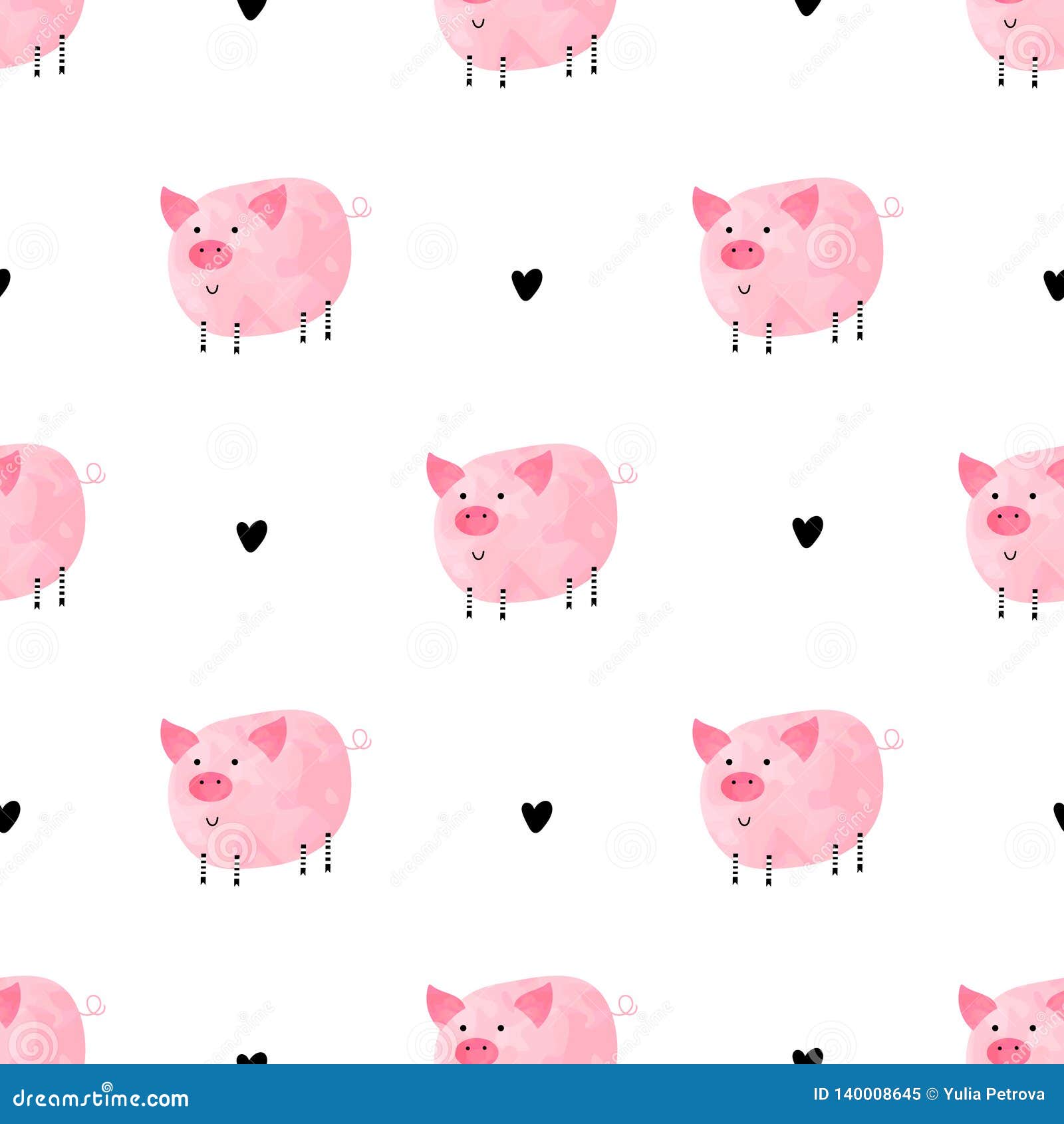 Seamless Background with Cute Pigs Stock Vector - Illustration of drawn ...
