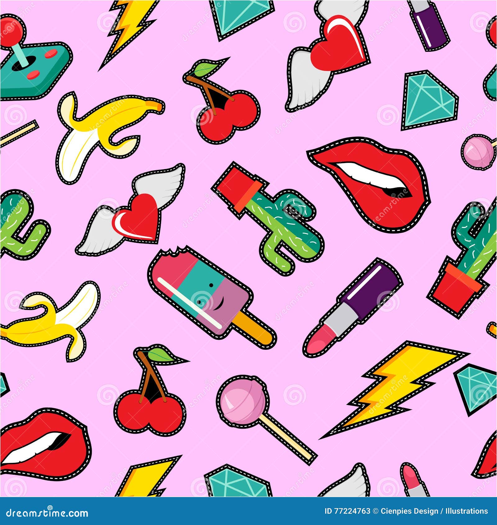 Seamless Background with Cute Pop Decoration Stock Vector ...